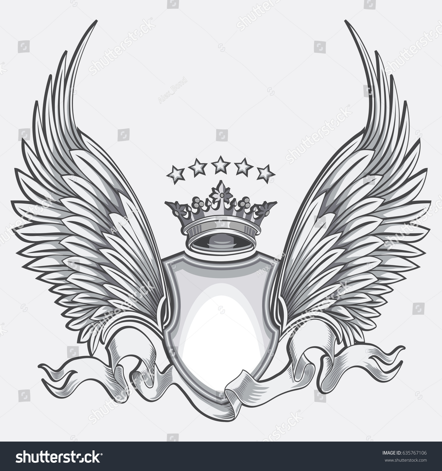Winged Decorative Emblem Stock Vector (Royalty Free) 635767106