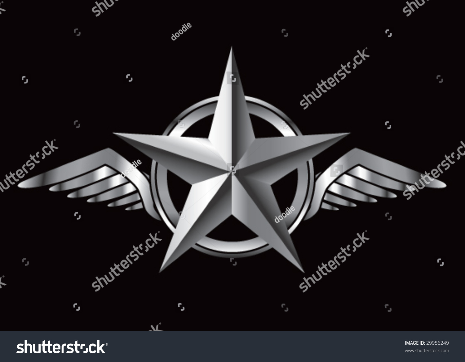 Winged Icon Featuring Silver Star Stock Vector (Royalty Free) 29956249