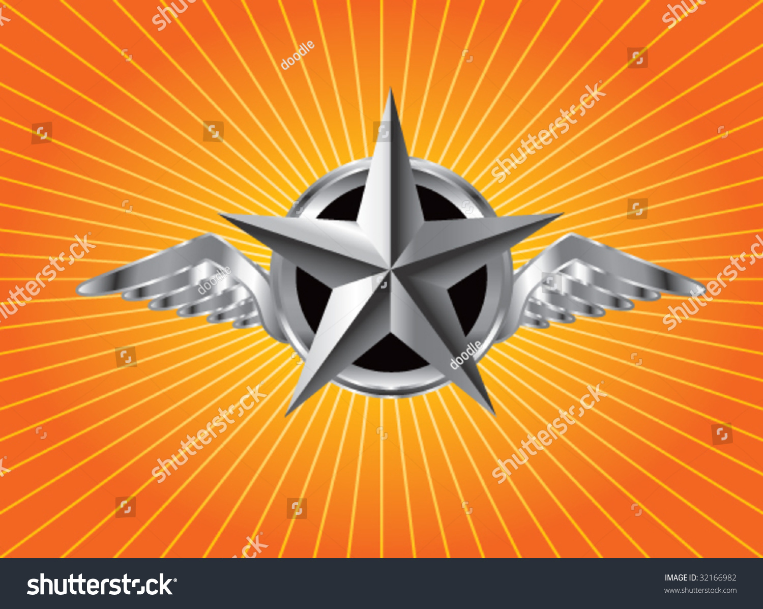Winged Icon Featuring Silver Star Stock Vector (Royalty Free) 32166982 ...