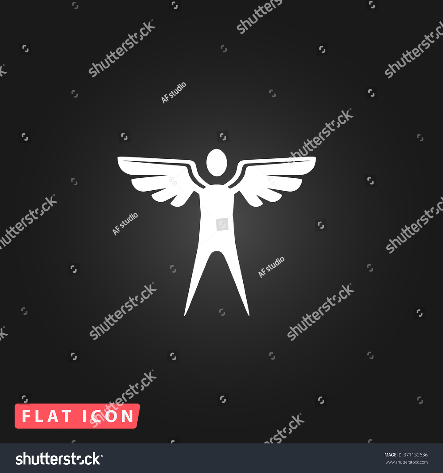 Winged Man White Flat Simple Vector Stock Vector 371132636 - Shutterstock