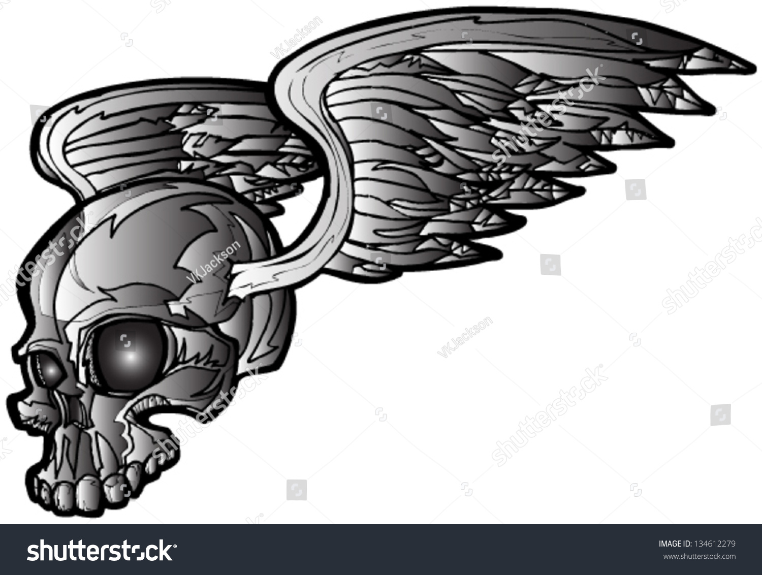Winged Skull Stock Vector (Royalty Free) 134612279
