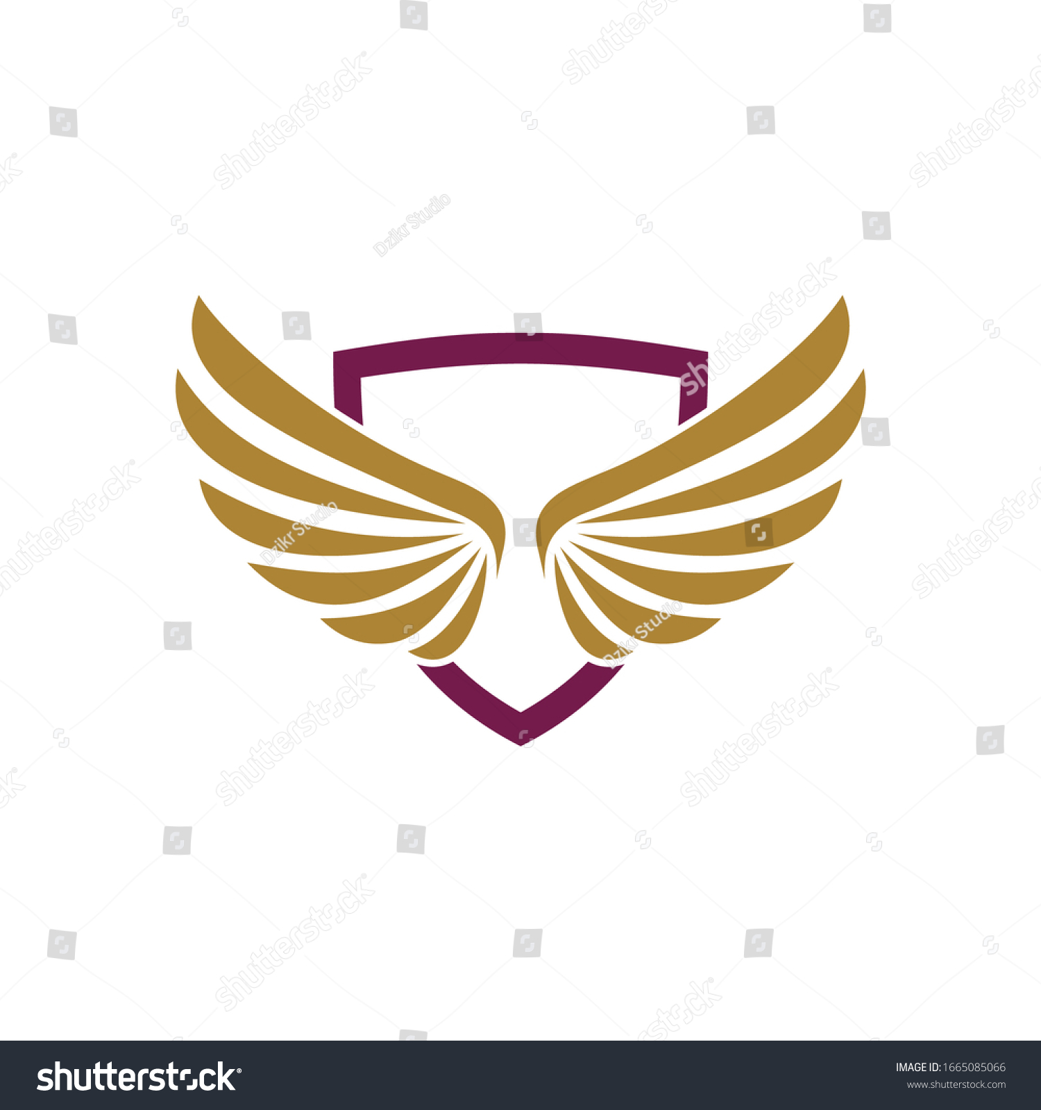 Wings Shield Logo Design Template Stock Vector (Royalty Free) 1665085066