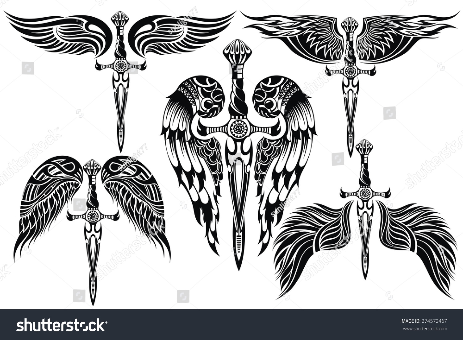 Wings Sword Big Set: เวกเตอร์สต็อก (ปลอดค่าลิขสิทธิ์) 274572467 ...