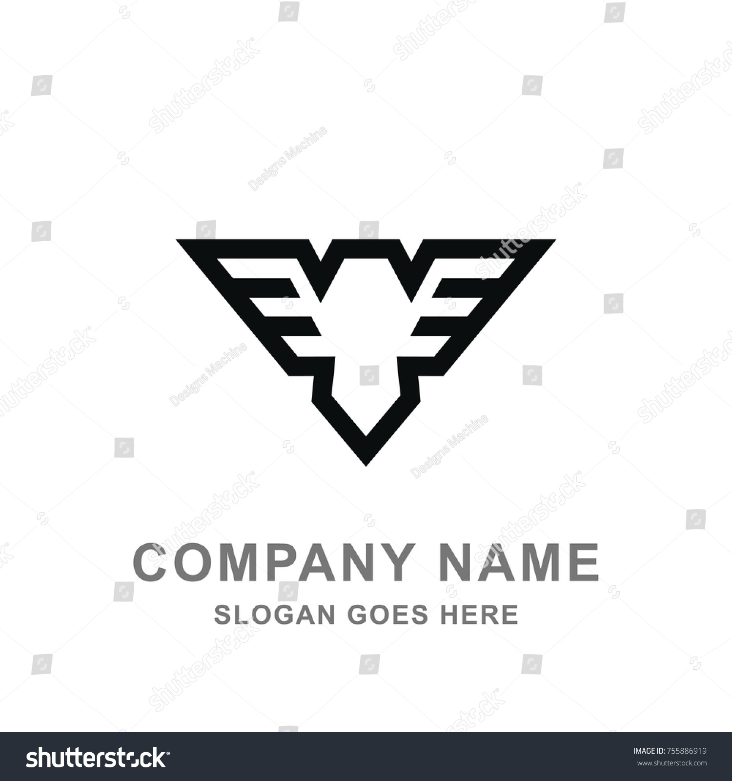 Wings Shield Flying Logo Vector Icon Stock Vector (Royalty Free) 755886919
