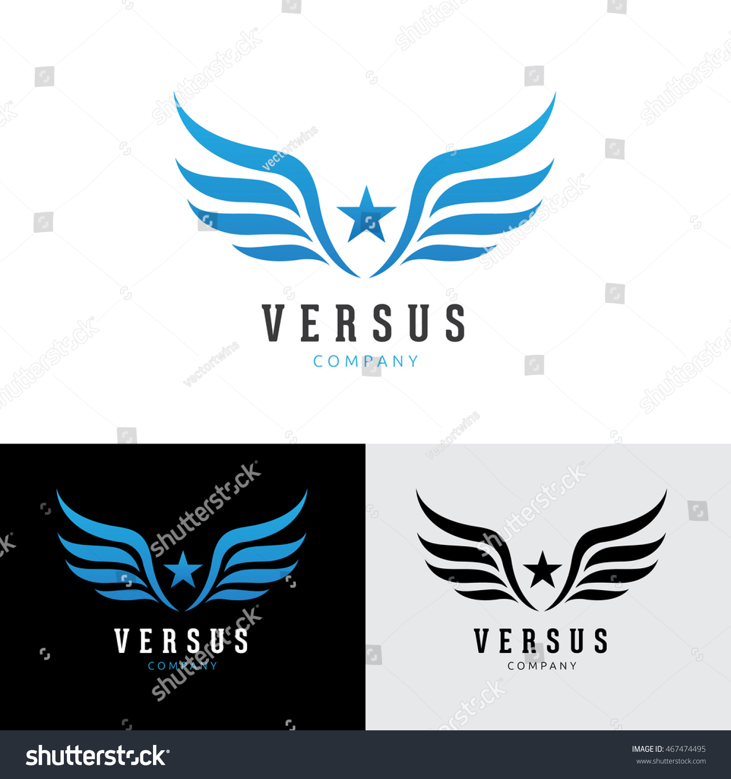 Wings Star Logo Template Stock Vector (Royalty Free) 467474495