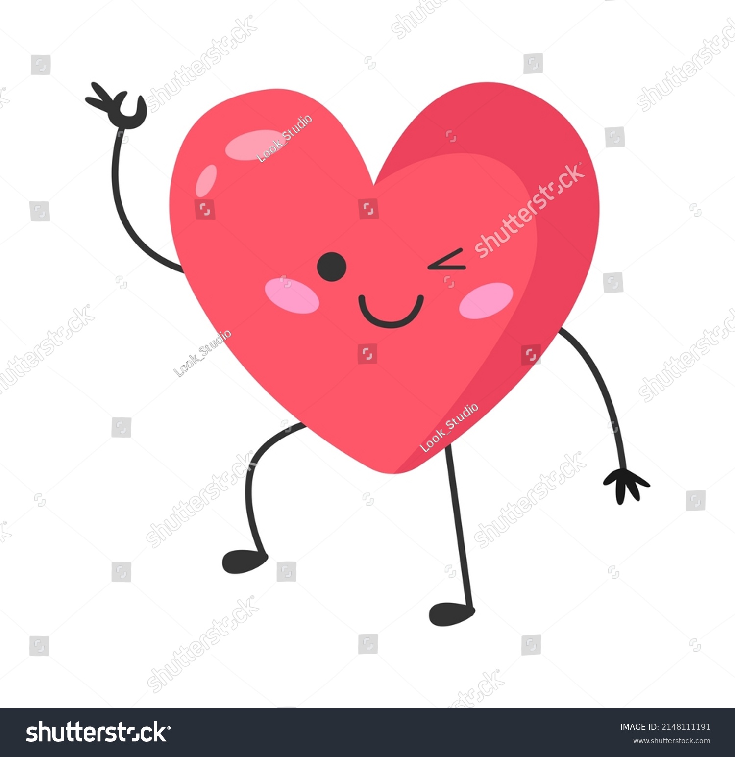 Winking Cartoon Heart Vector Illustration Stock Vector (Royalty Free ...