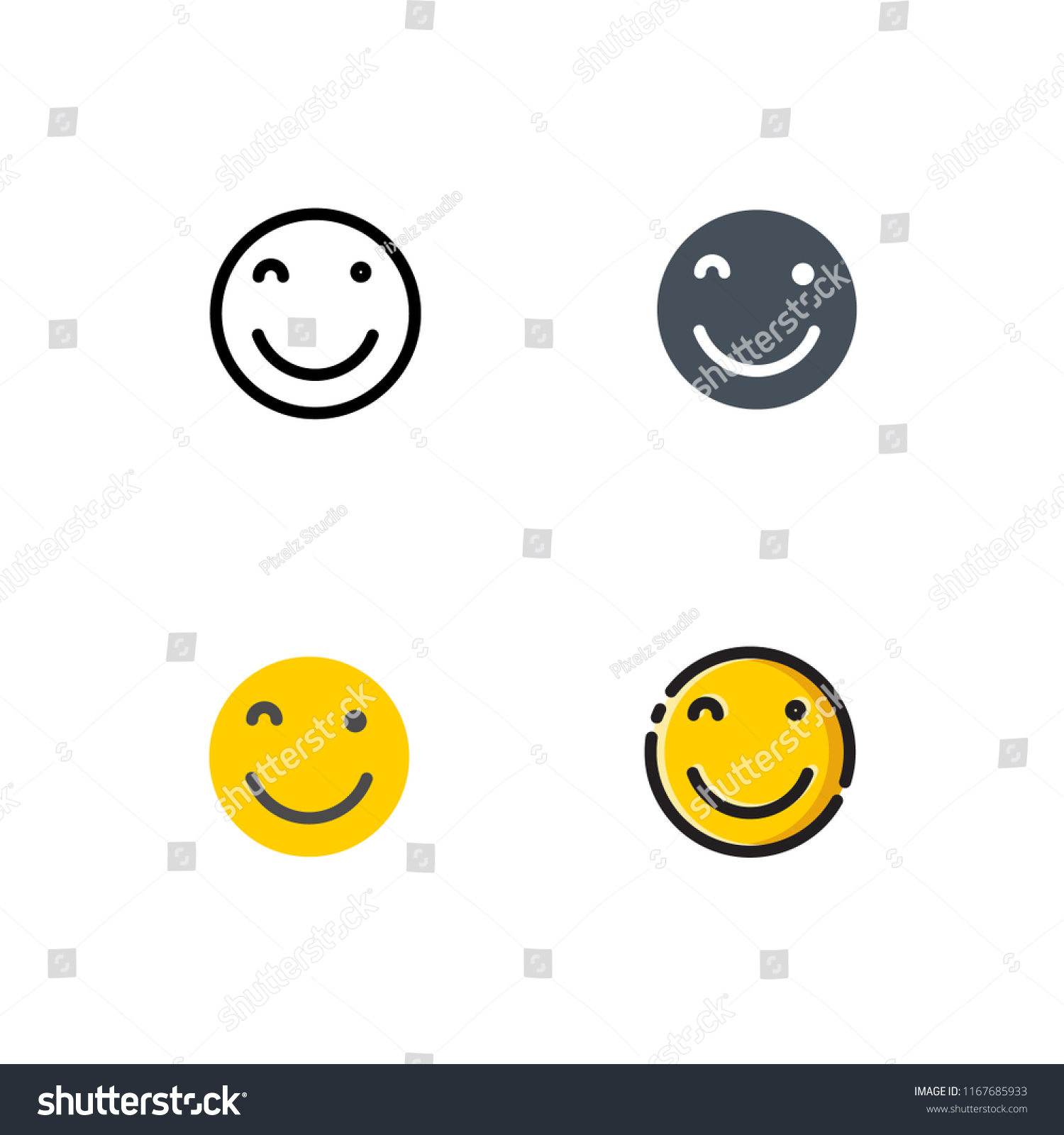 Vektor Stok Winkle Emoji Vector Four Different Styles (Tanpa Royalti ...