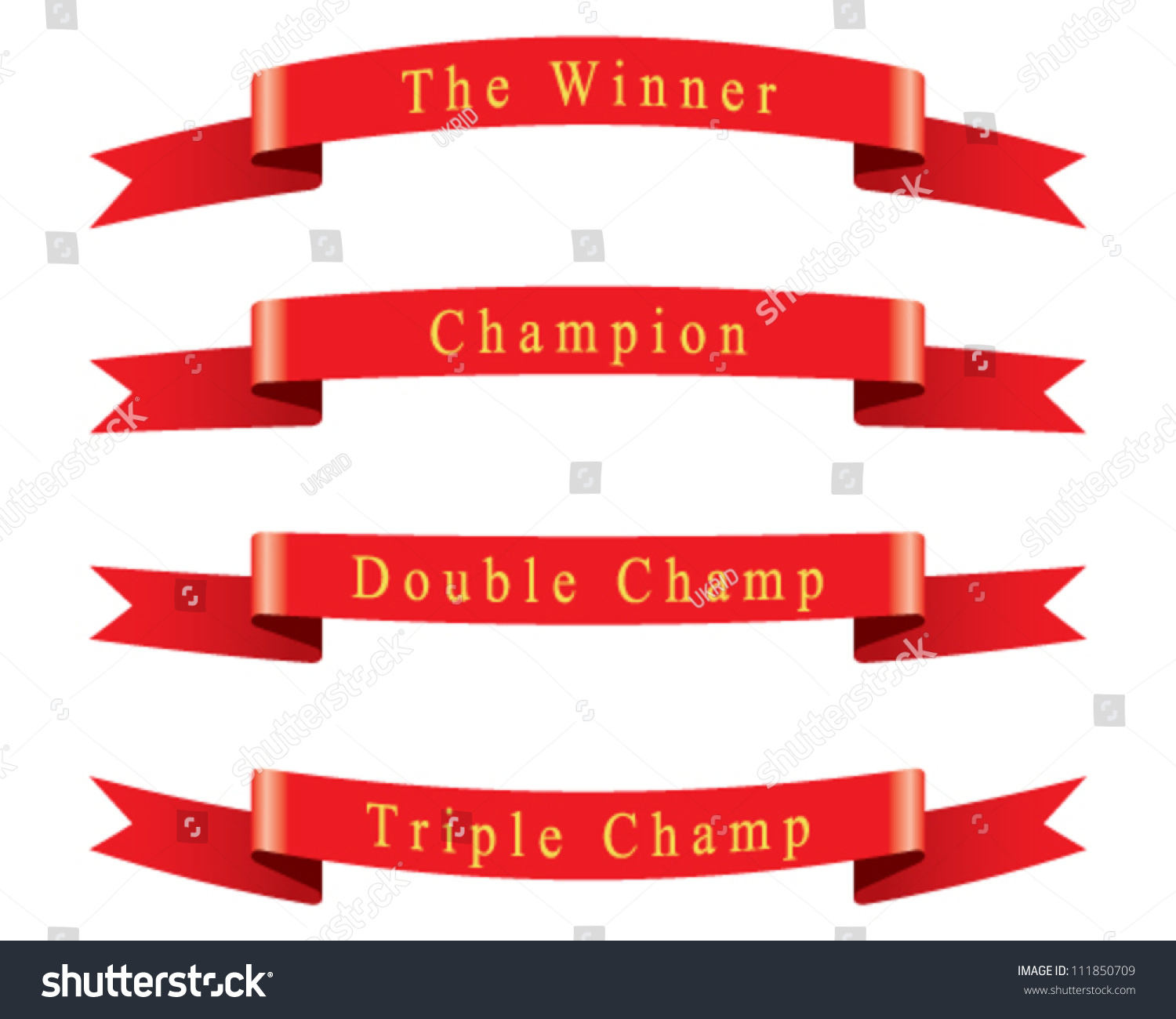 Winner Champion Ribbon Set Vector Stock Vector 111850709 - Shutterstock