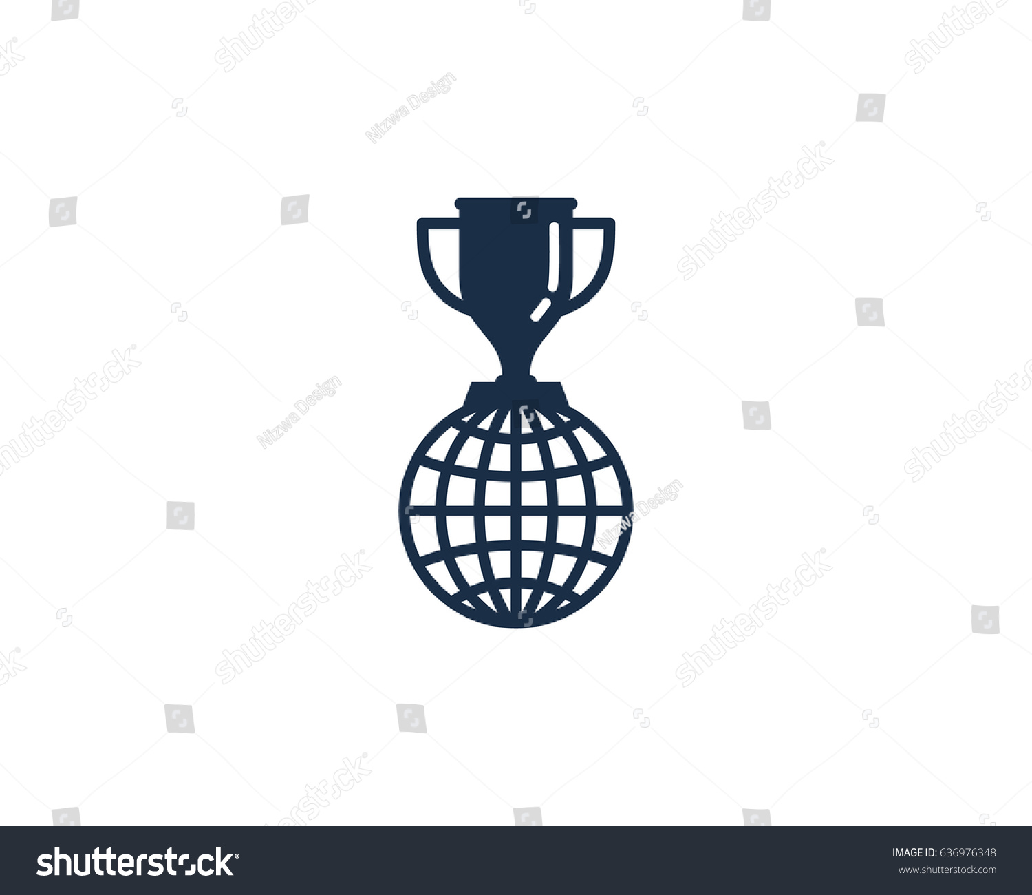 Winner Global Trophy Icon Logo Design: vector de stock (libre de ...