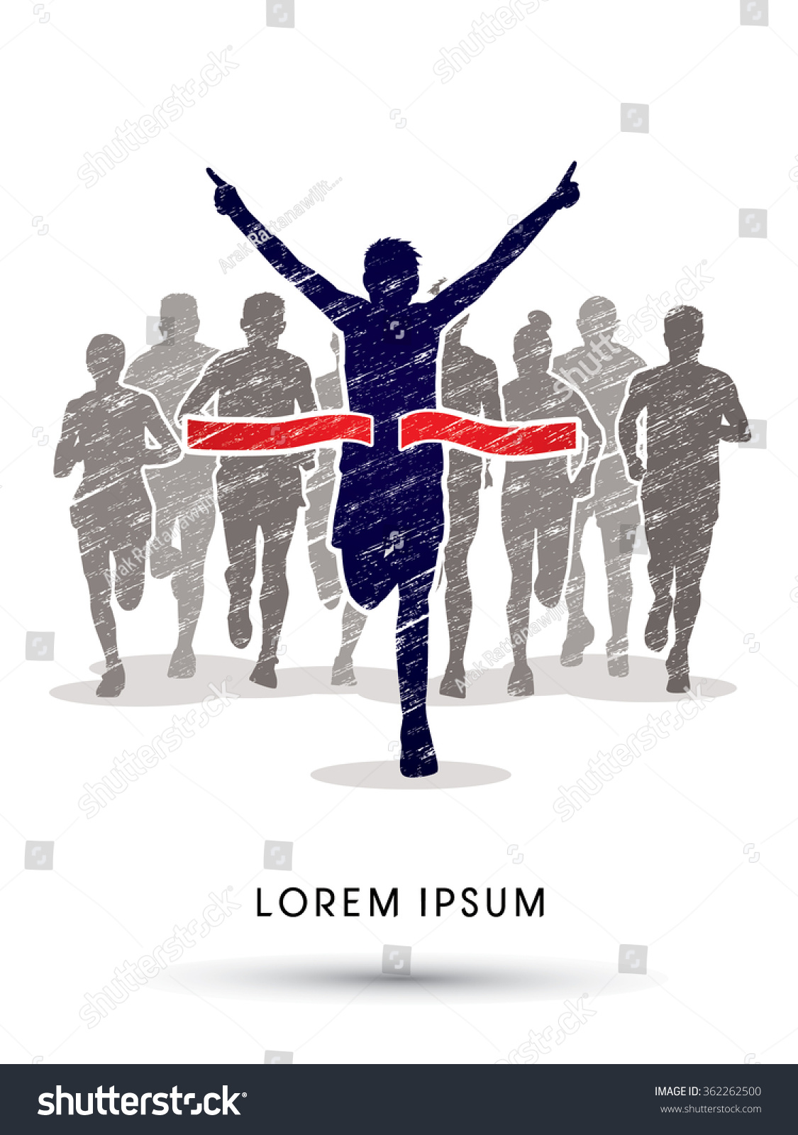 Winner Marathon Running Crowd Designed Using Stock Vector (Royalty Free ...
