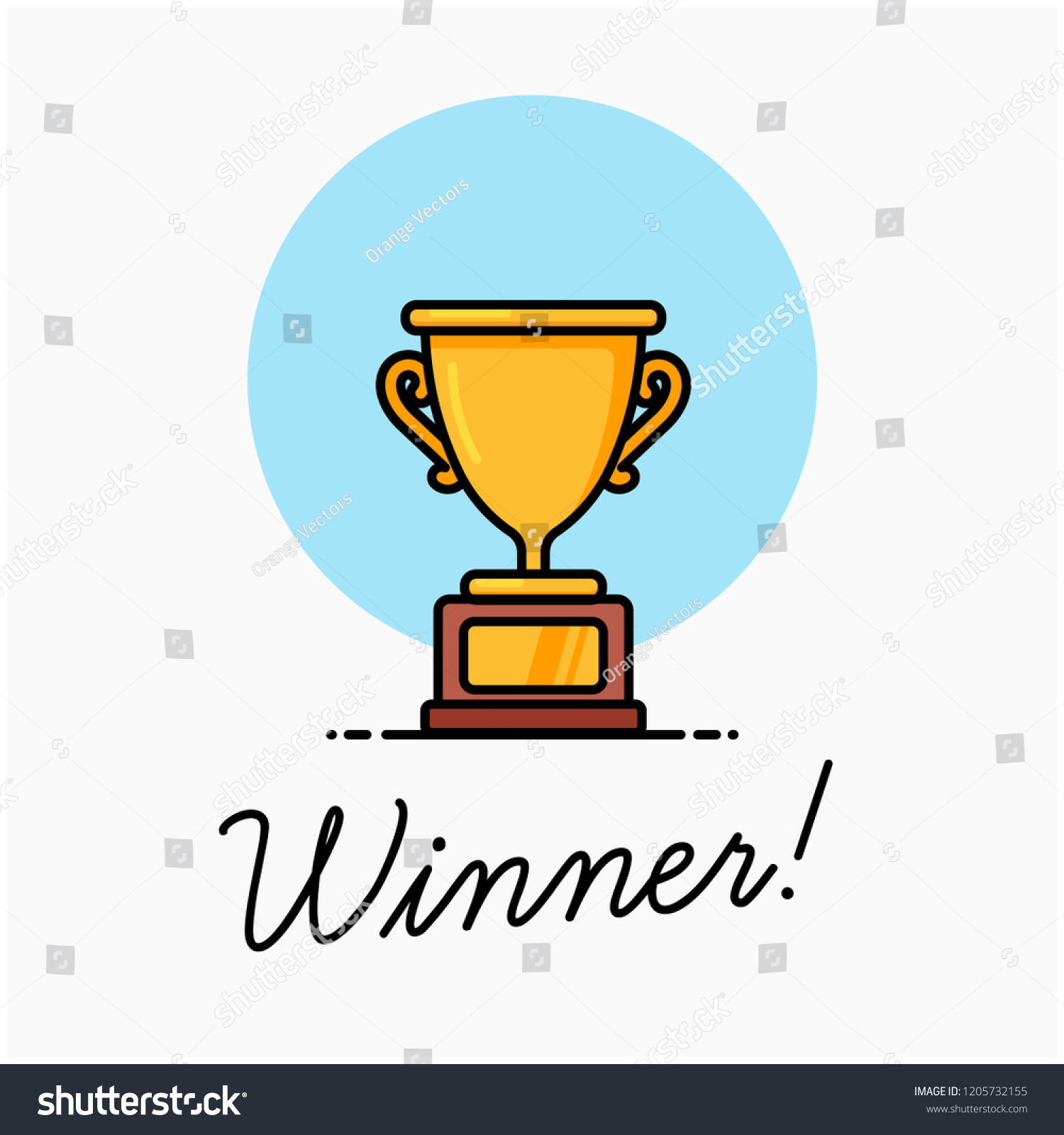 Winner Written Simple Flat Trophy Vector Stock Vector (Royalty Free ...