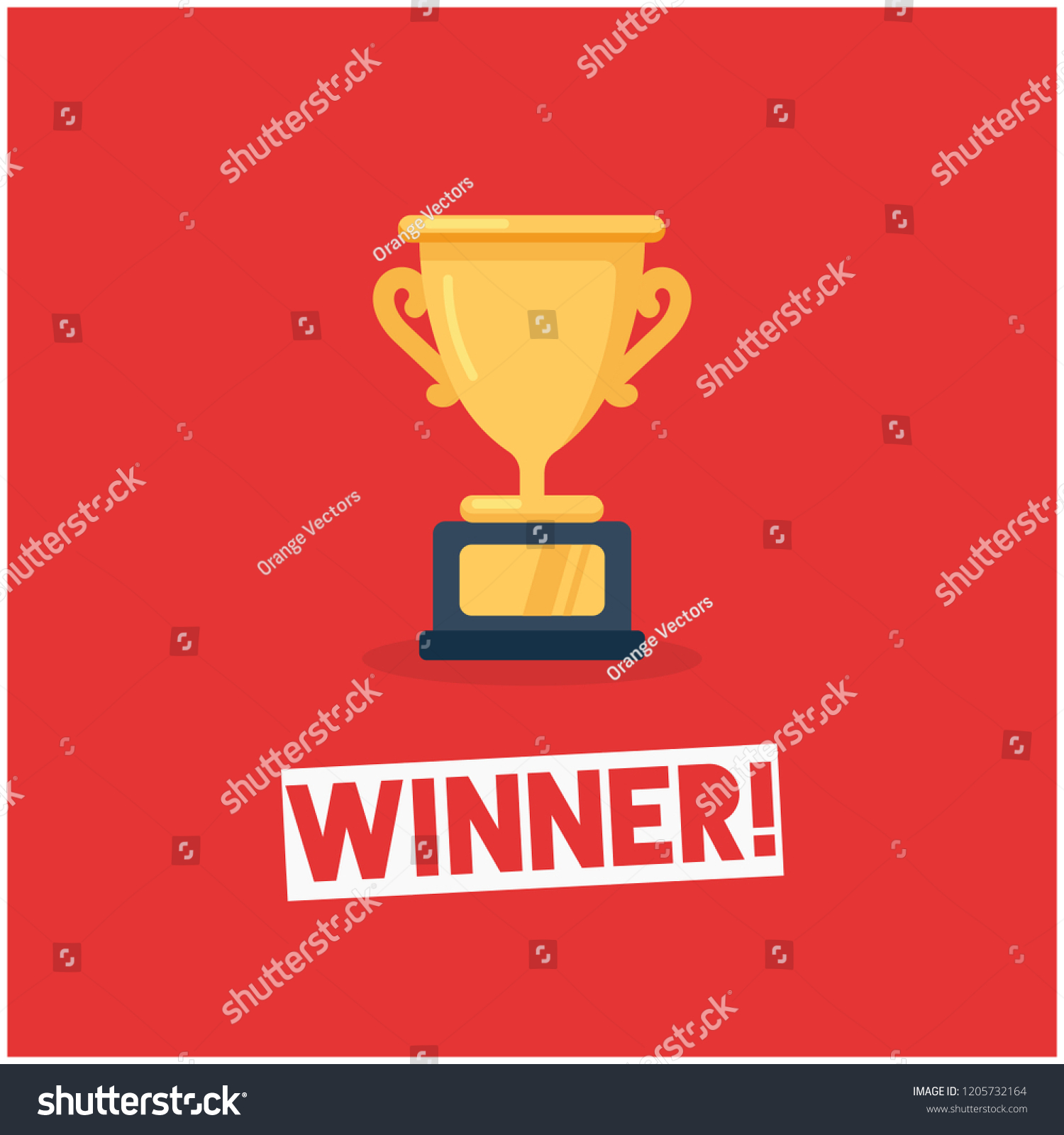 Winner Written Simple Flat Trophy Vector Stock Vector (Royalty Free ...
