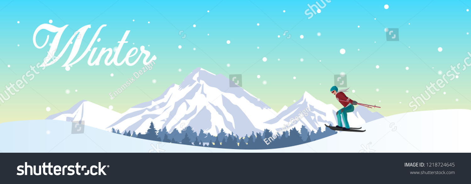 Winter Banner Design Stock Vector (Royalty Free) 1218724645