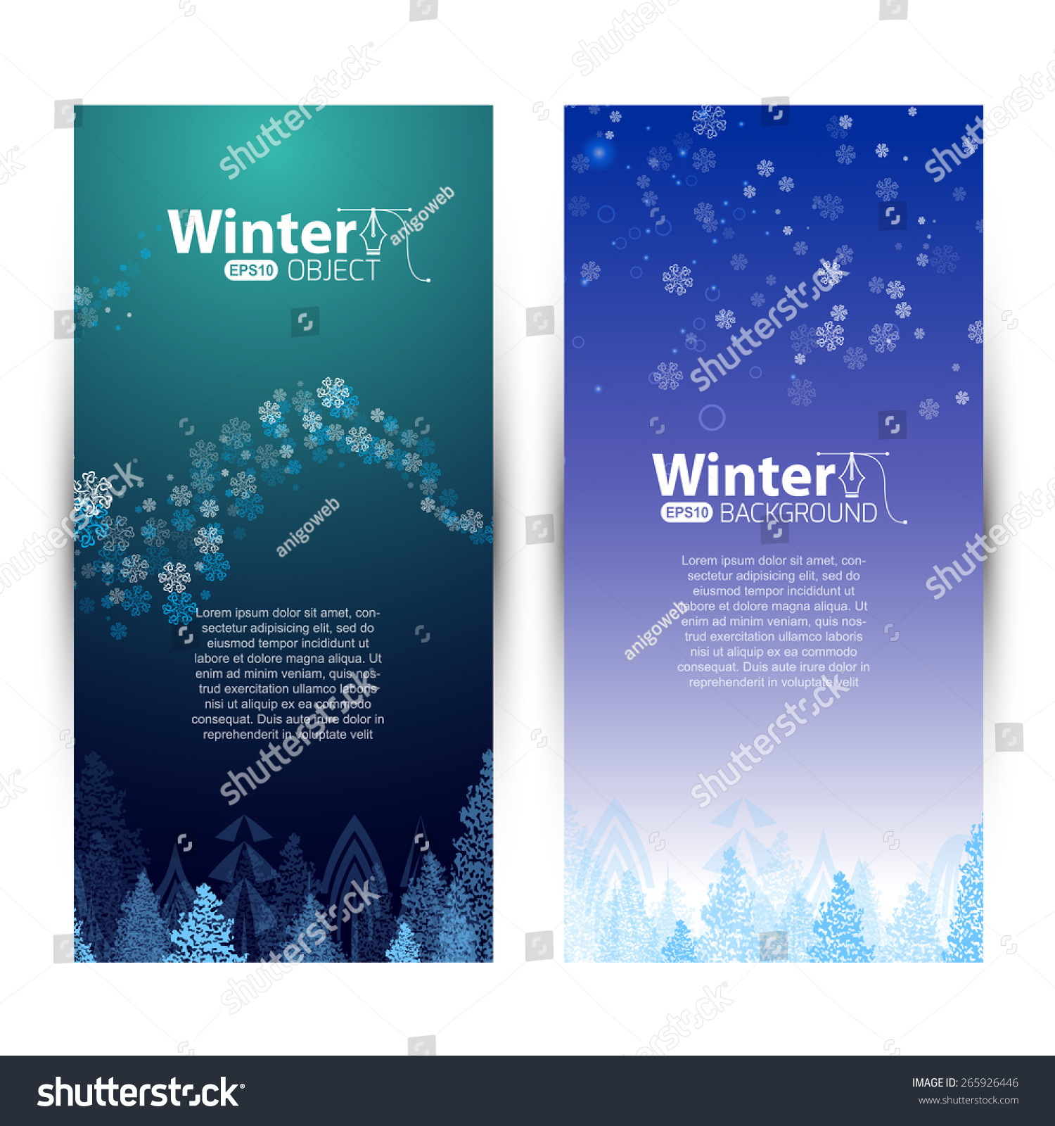 Winter Banners Blizzard Tree Landscape Stock Vector (Royalty Free ...