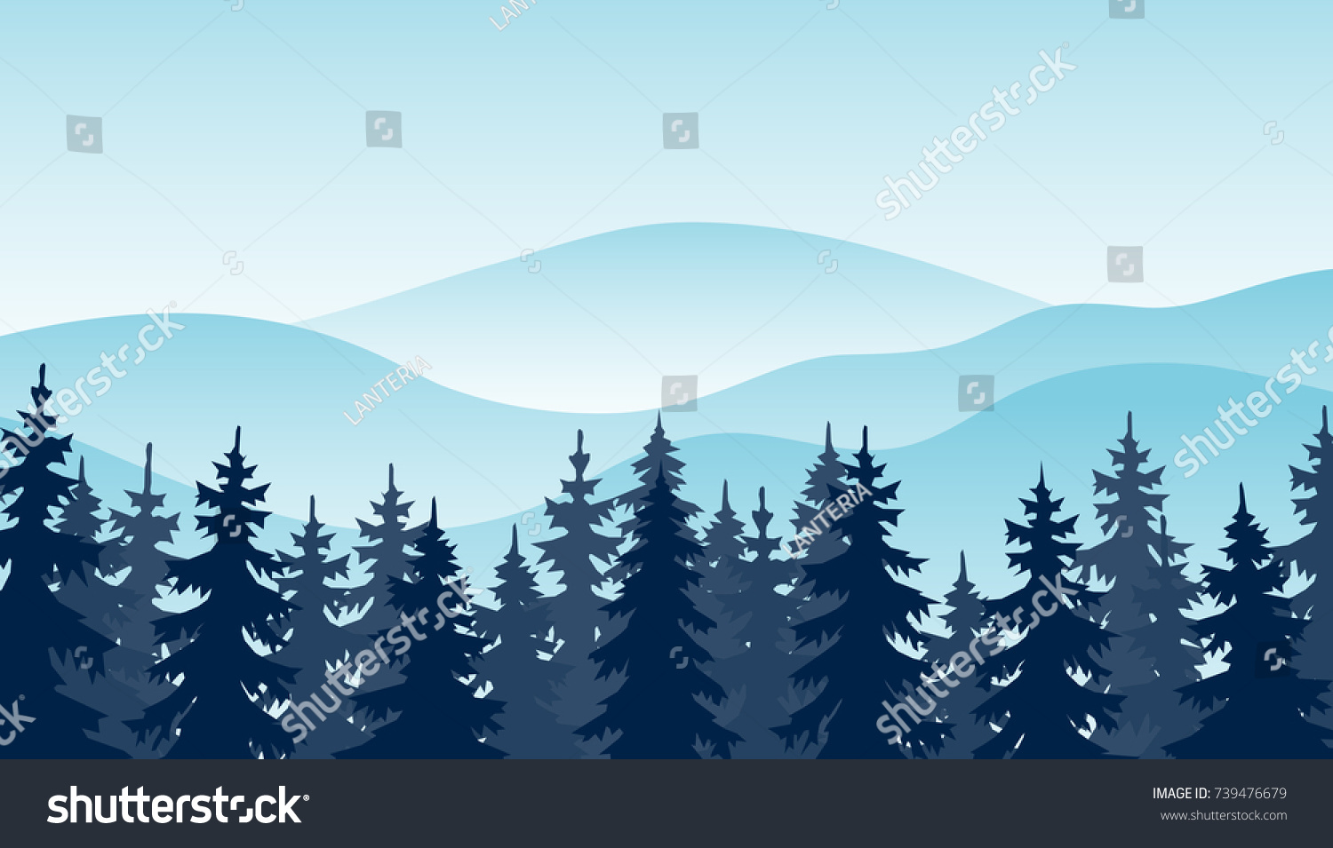 Winter Forest Landscape Vector Illustration Stock Vector (Royalty Free ...