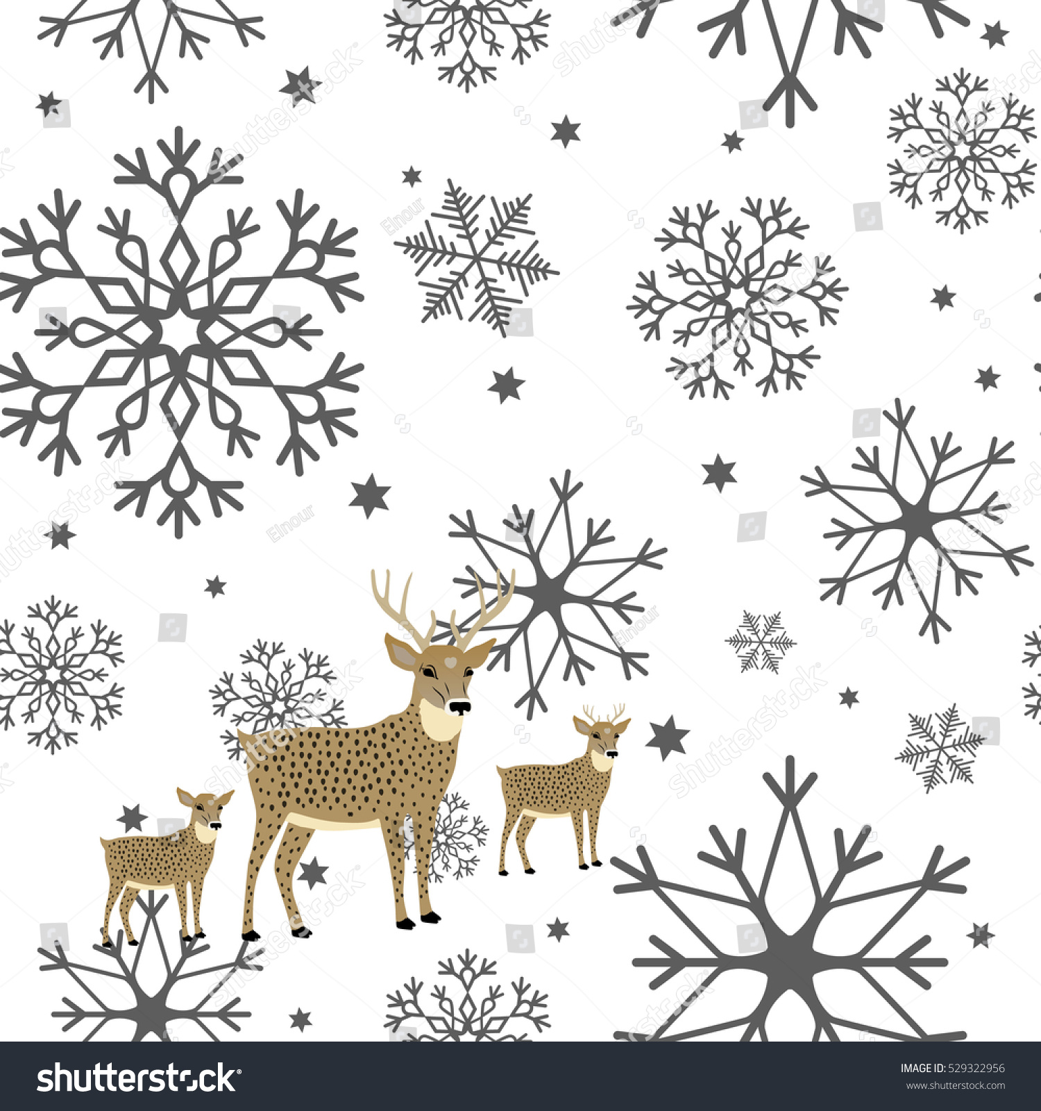 Winter Seamless Snowflake Deer Pattern Vector Stock Vector (Royalty ... Winter Seamless Snowflake Deer Pattern Vector Stock Vector (Royalty ...