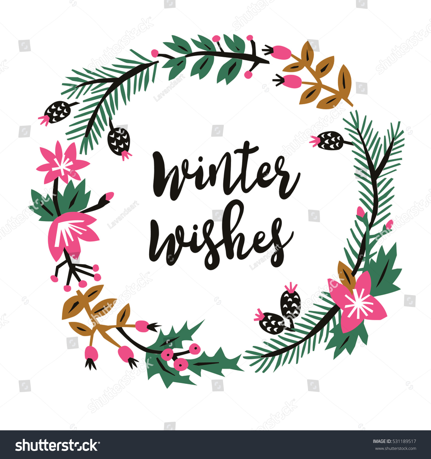Winter Wishes Print Design Stock Vector (Royalty Free) 531189517 ...