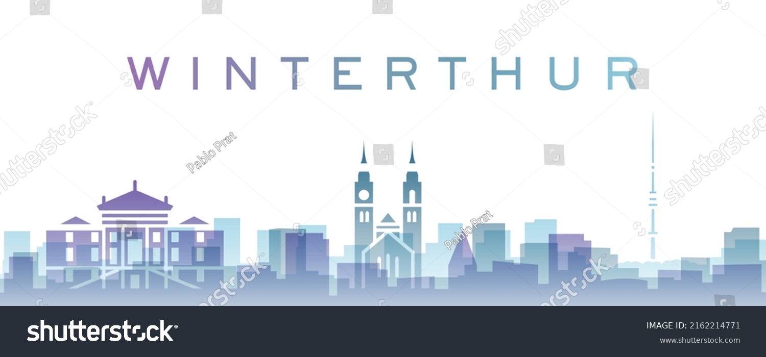 Winterthur Transparent Layers Gradient Landmarks Skyline Stock Vector ...