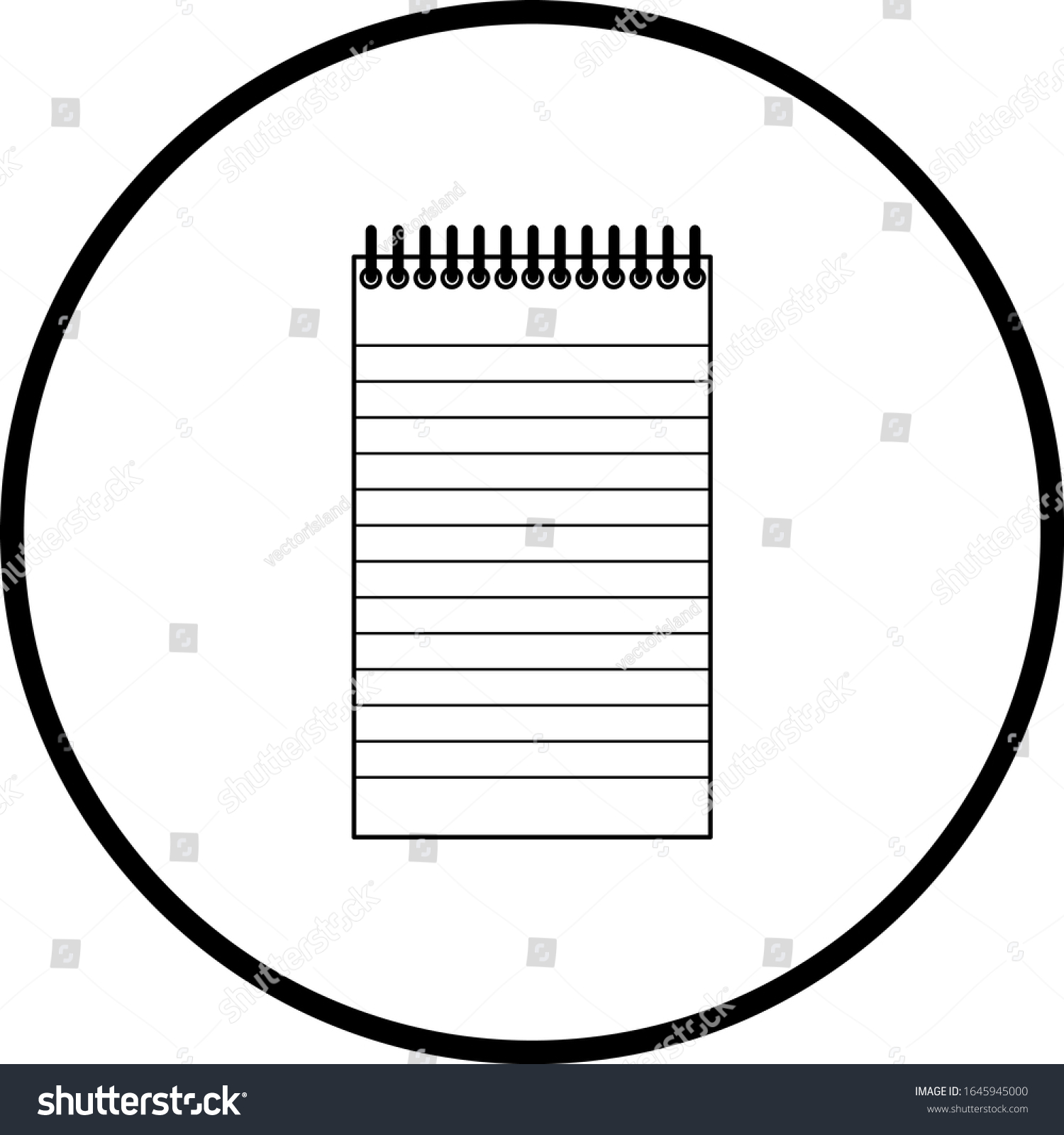 Wire Bound Ruled Notepad Symbol Stock Vector (Royalty Free) 1645945000