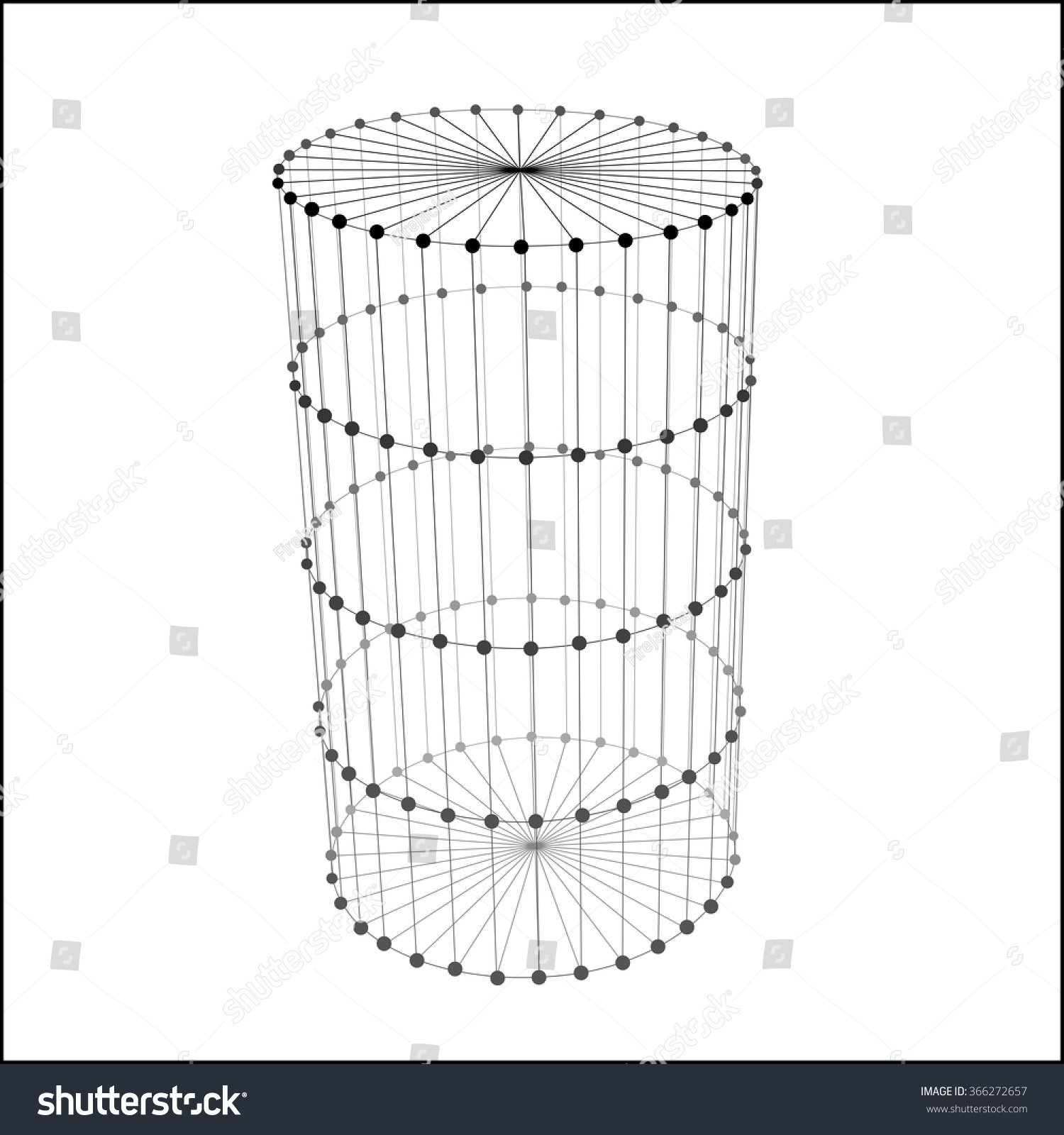 Wire Frame Cylinder Connected Dots Lines Stock Vector (Royalty Free ...