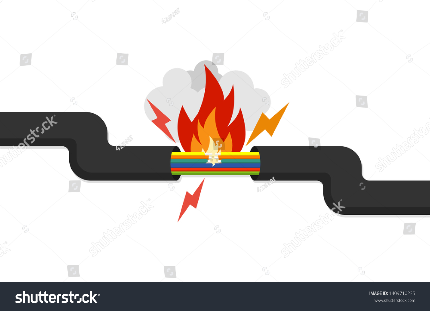 Wire Burning Fire Damaged Cable Vector Stock Vector (Royalty Free ...