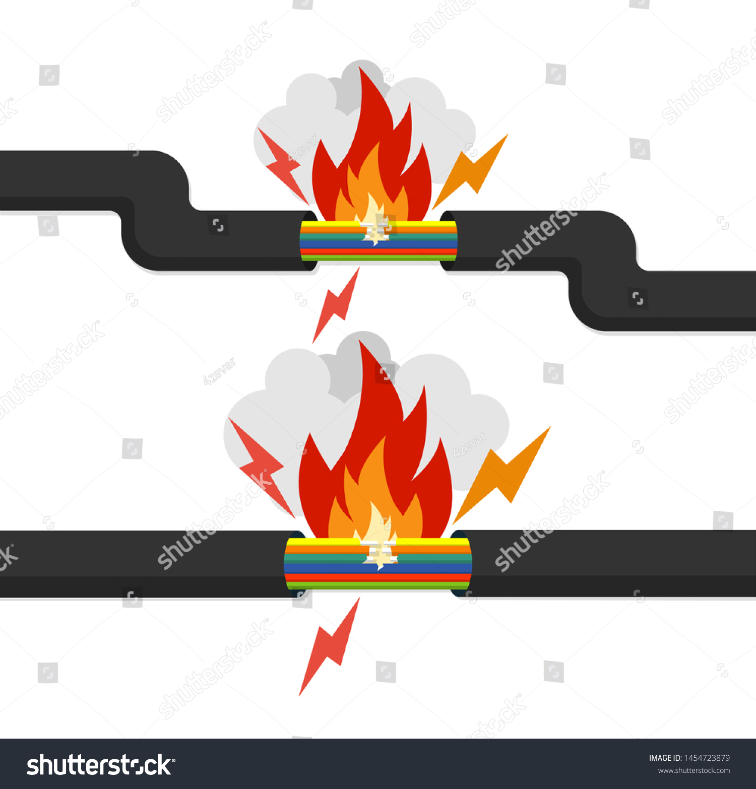 Wire Burning Fire Damaged Cable Vector Stock Vector (Royalty Free ...