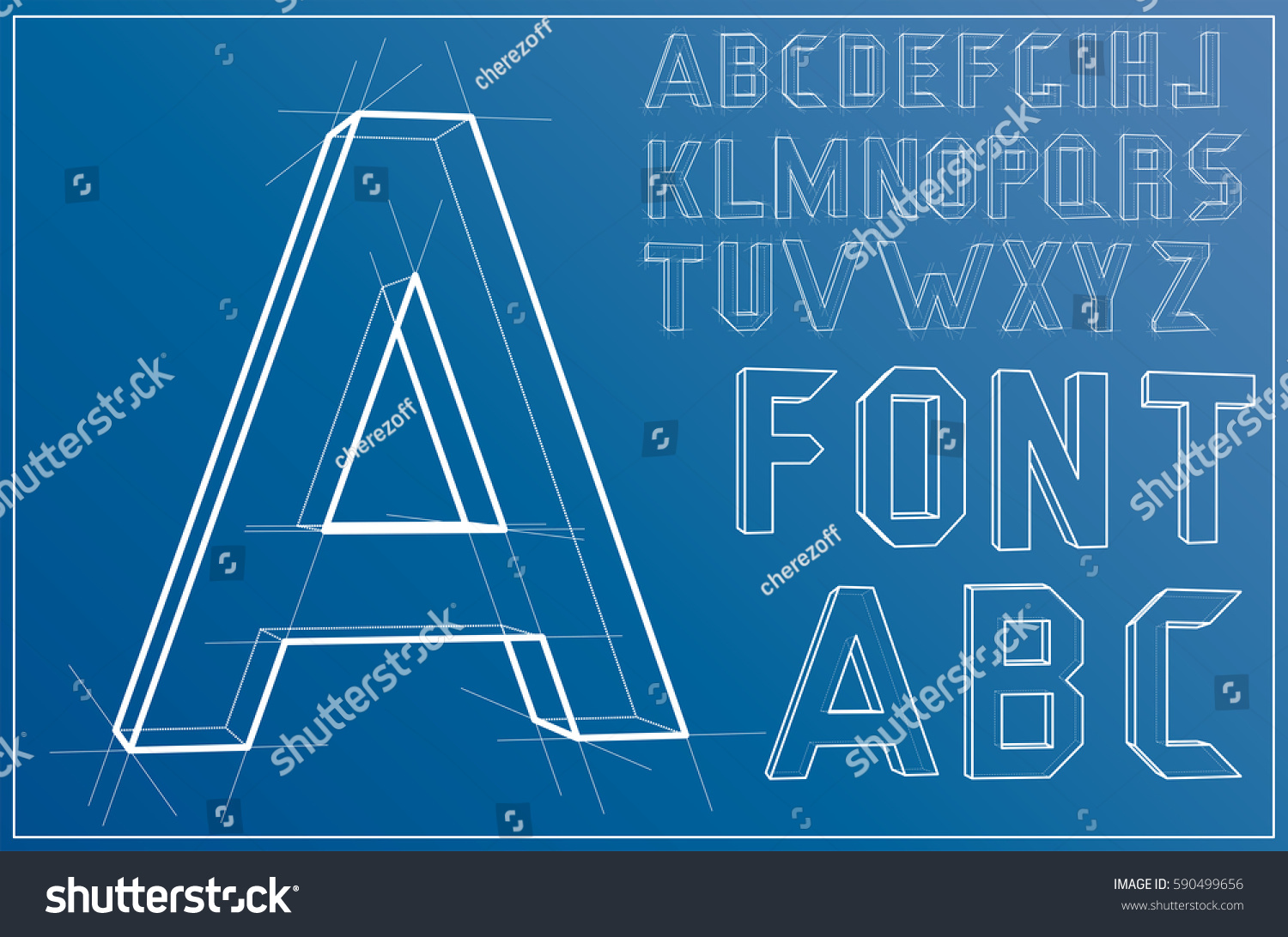 Wireframe Alphabet Font Engineer Architect Style Stock Vector (Royalty ...