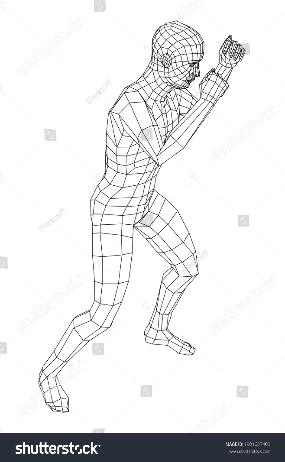 Wireframe Boxing Man Vector 3d Rendering: เวกเตอร์สต็อก (ปลอดค่า ...