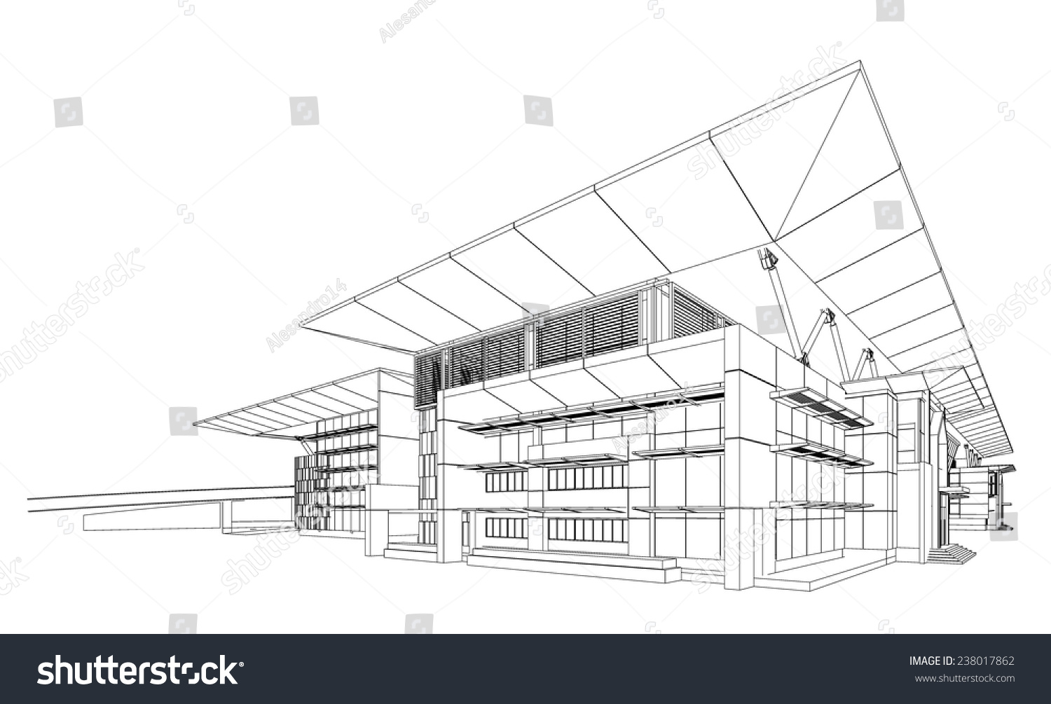 Wireframe Building Vector Illustration: เวกเตอร์สต็อก (ปลอดค่าลิขสิทธิ์ ...