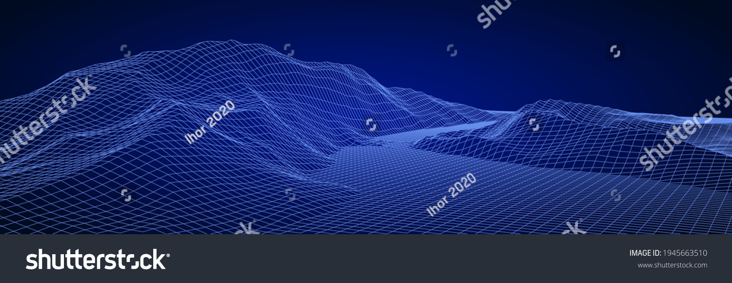 Wireframe Landscape Background Digital Landscape Presentations Stock ...