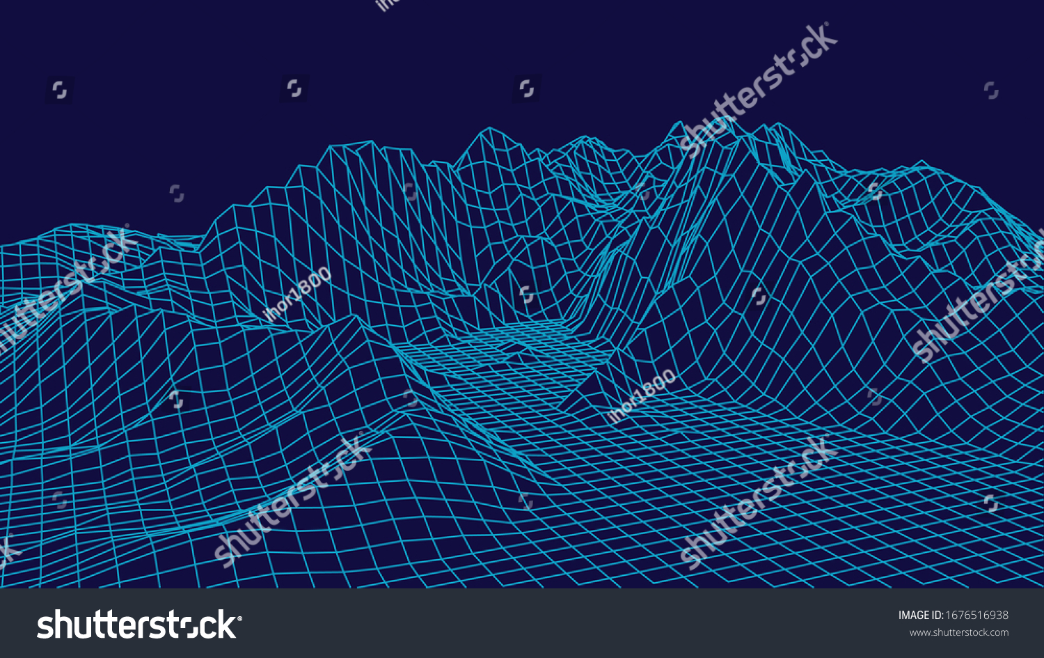 Wireframe Landscape Design On Blue Background Stock Vector (Royalty ...