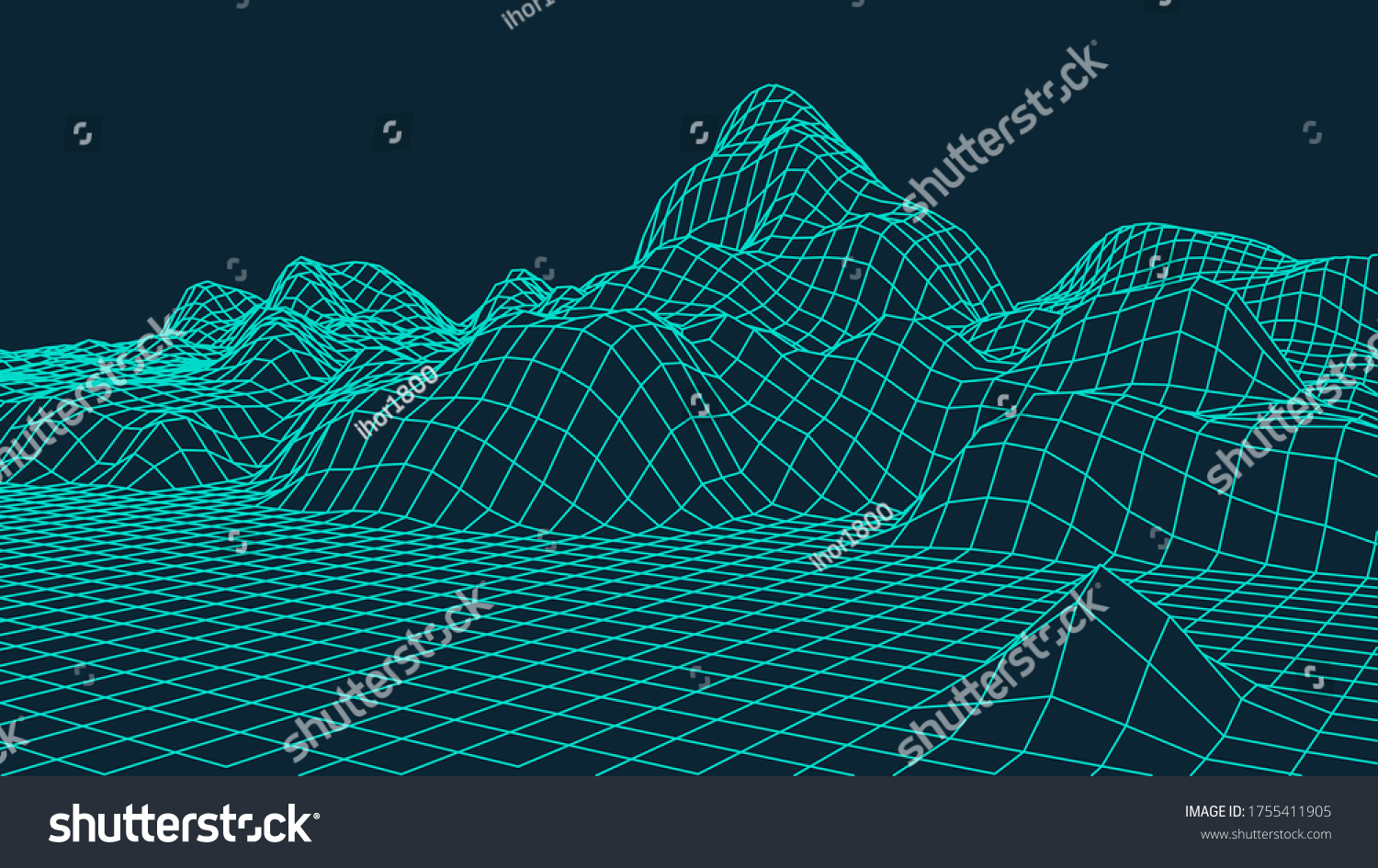 Wireframe Landscape Design On Blue Background Stock Vector (Royalty ...