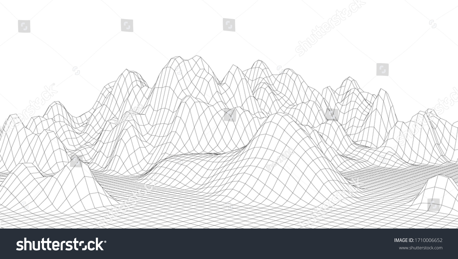 Wireframe Landscape Design On White Background Stock Vector (Royalty ...