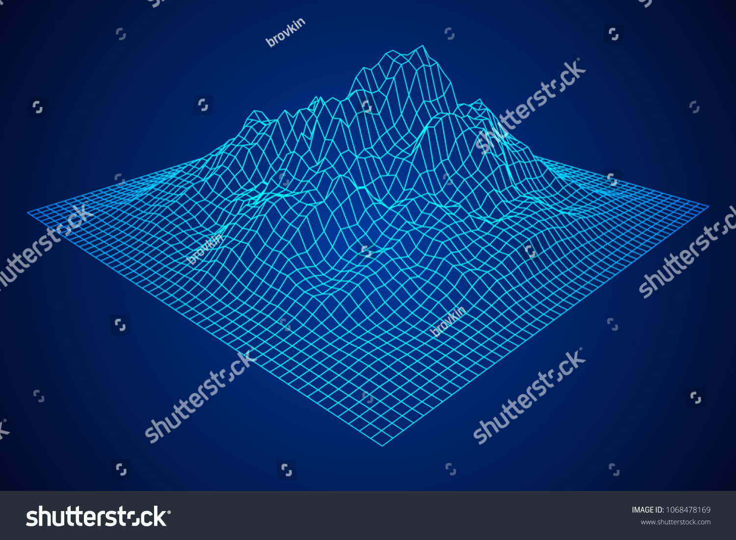 Wireframe Landscape Vector Background Cyberspace Grid Stock Vector ...
