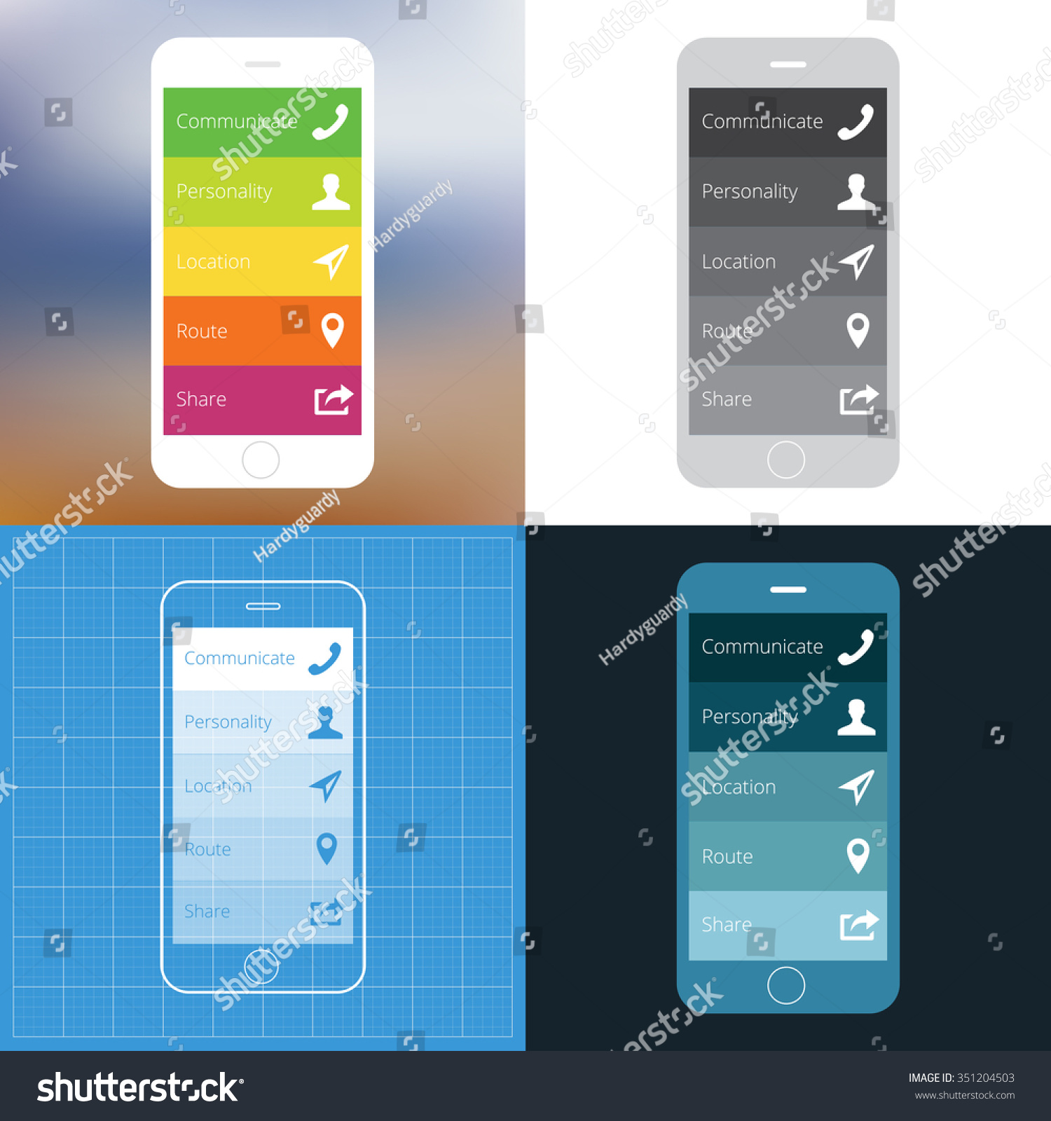 Vektor Stok Wireframe Mobile App Ui Kit Categories (Tanpa Royalti ...