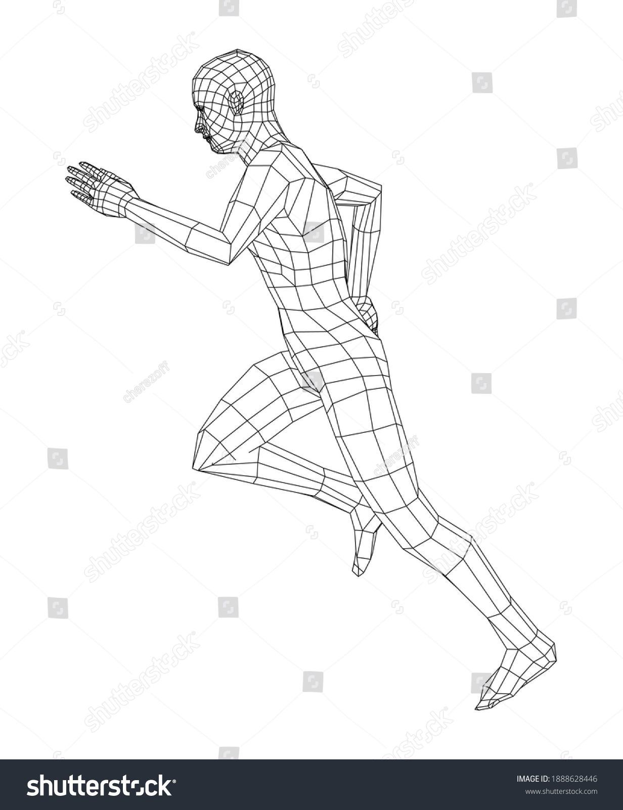 Wireframe Running Man Vector 3d Rendering Stock Vector (Royalty Free ...