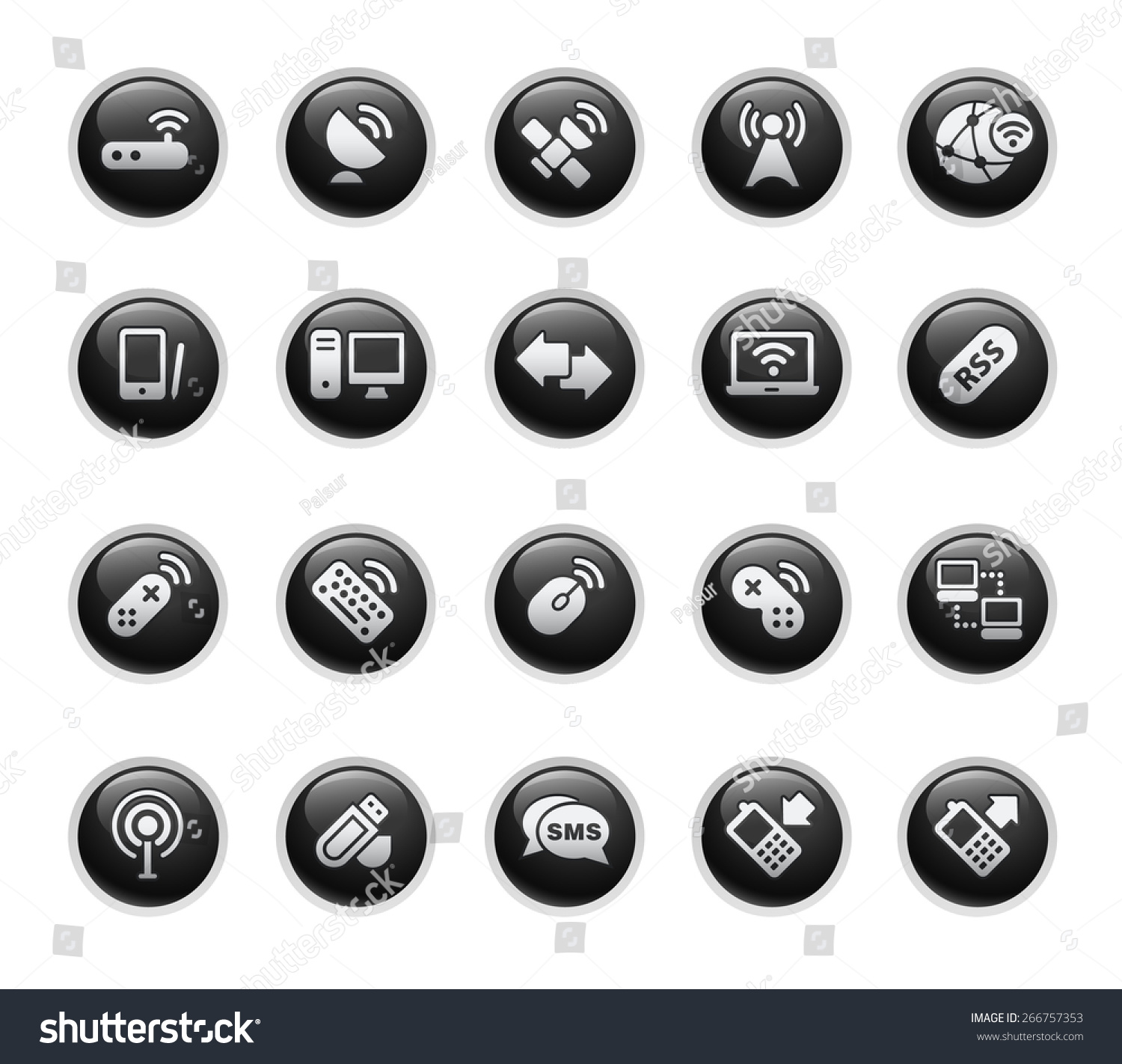 Wireless Communications Icons Stock Vector (Royalty Free) 266757353 ...