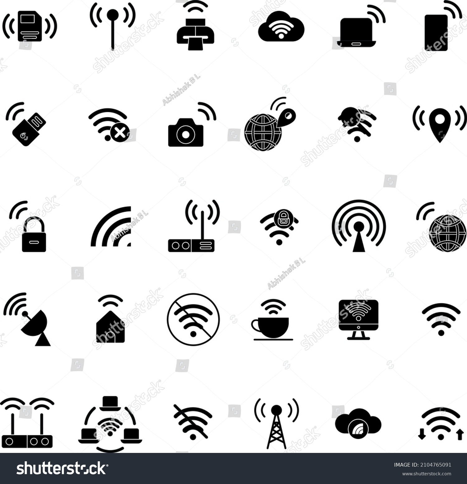 Wireless Network Black White Flat Vector Stock Vector (Royalty Free ...