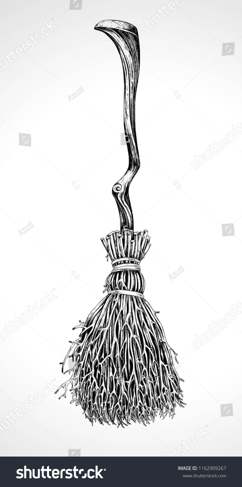 Witchs Broom Vector Drawing On White Stock Vector (Royalty Free) 1162909267