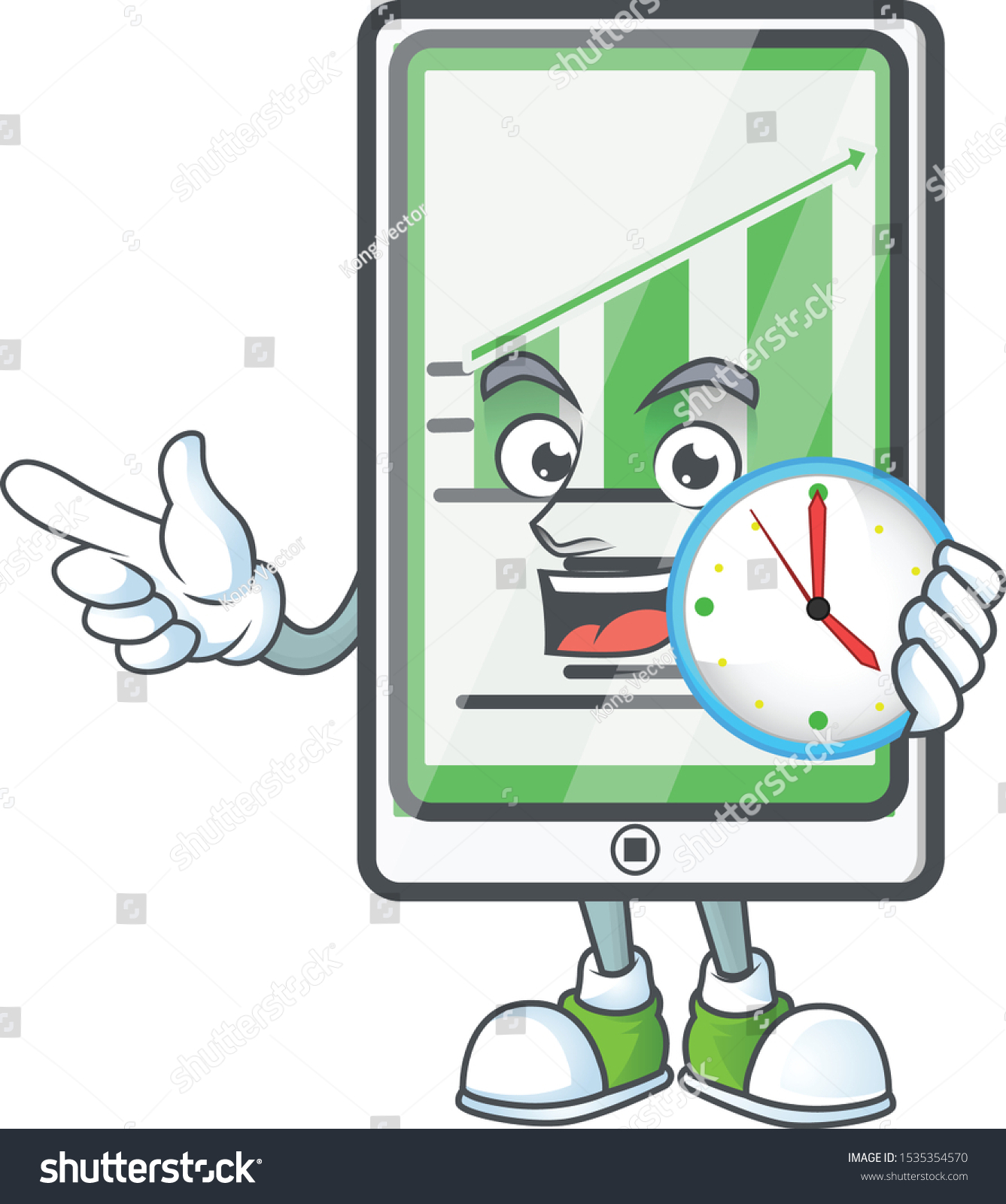 Clock Chart Vertical Tablet Character Stock Vector (Royalty Free ...