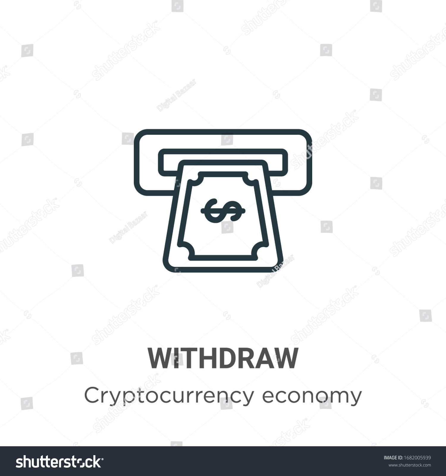 Vektor Stok Withdraw Outline Vector Icon Thin Line (Tanpa Royalti ...