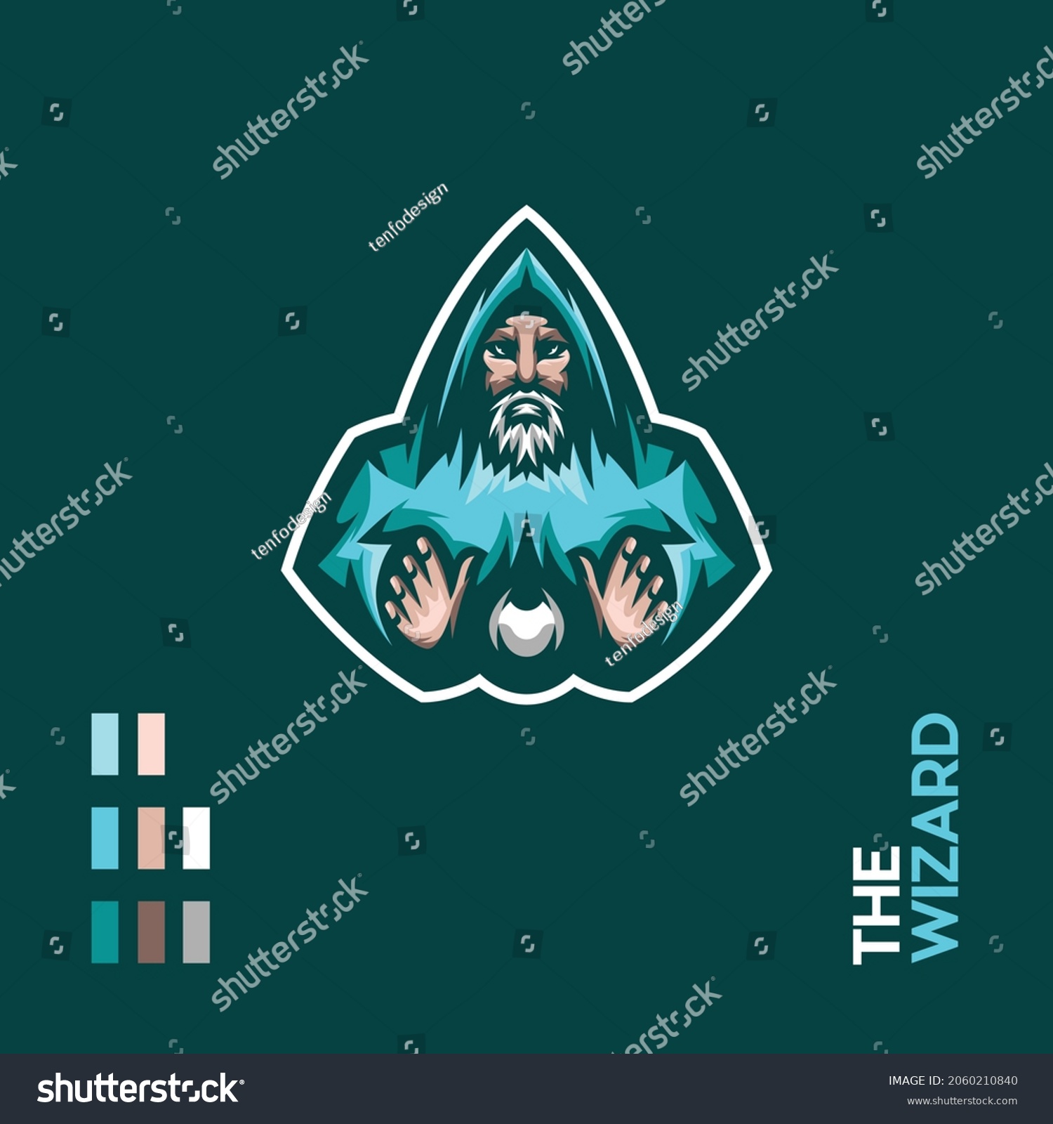 Wizard Gaming Mascot Logo Design Stock Vector (Royalty Free) 2060210840