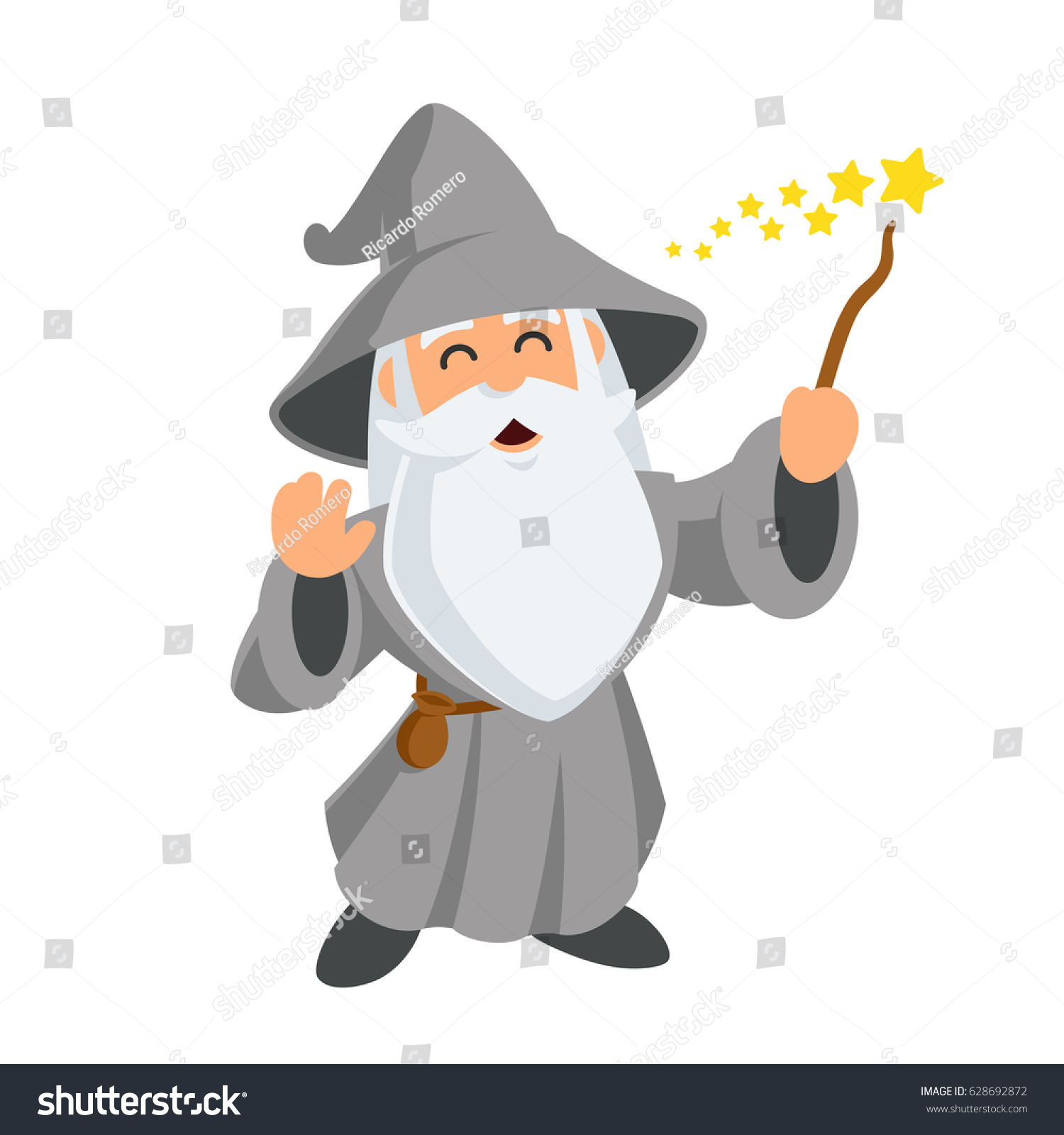 Wizard Wearing Hat Long Beard Vector Stock Vector (Royalty Free) 628692872