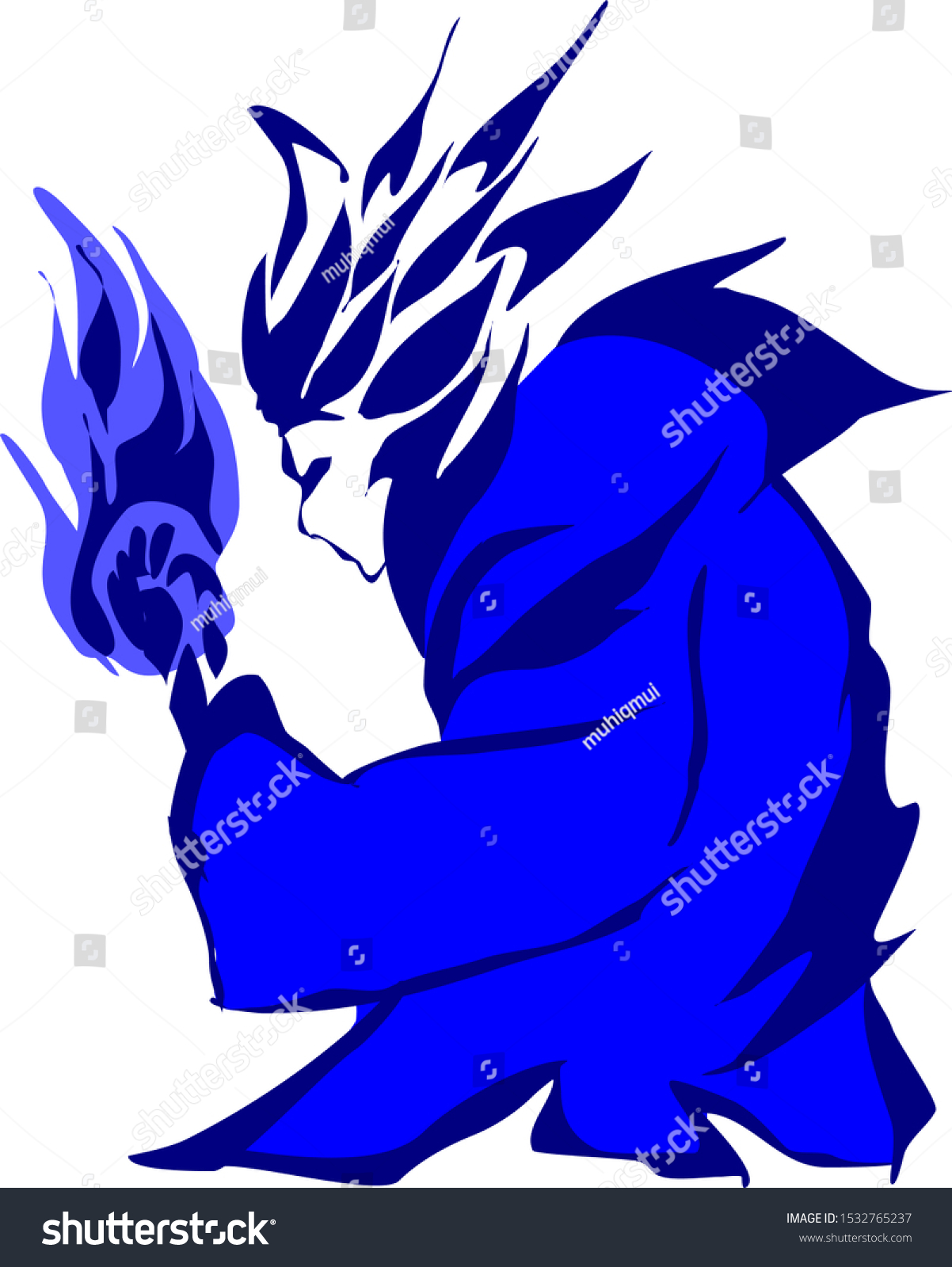 Wizard Blue Flame Hand Vector Stock Vector (Royalty Free) 1532765237 ...