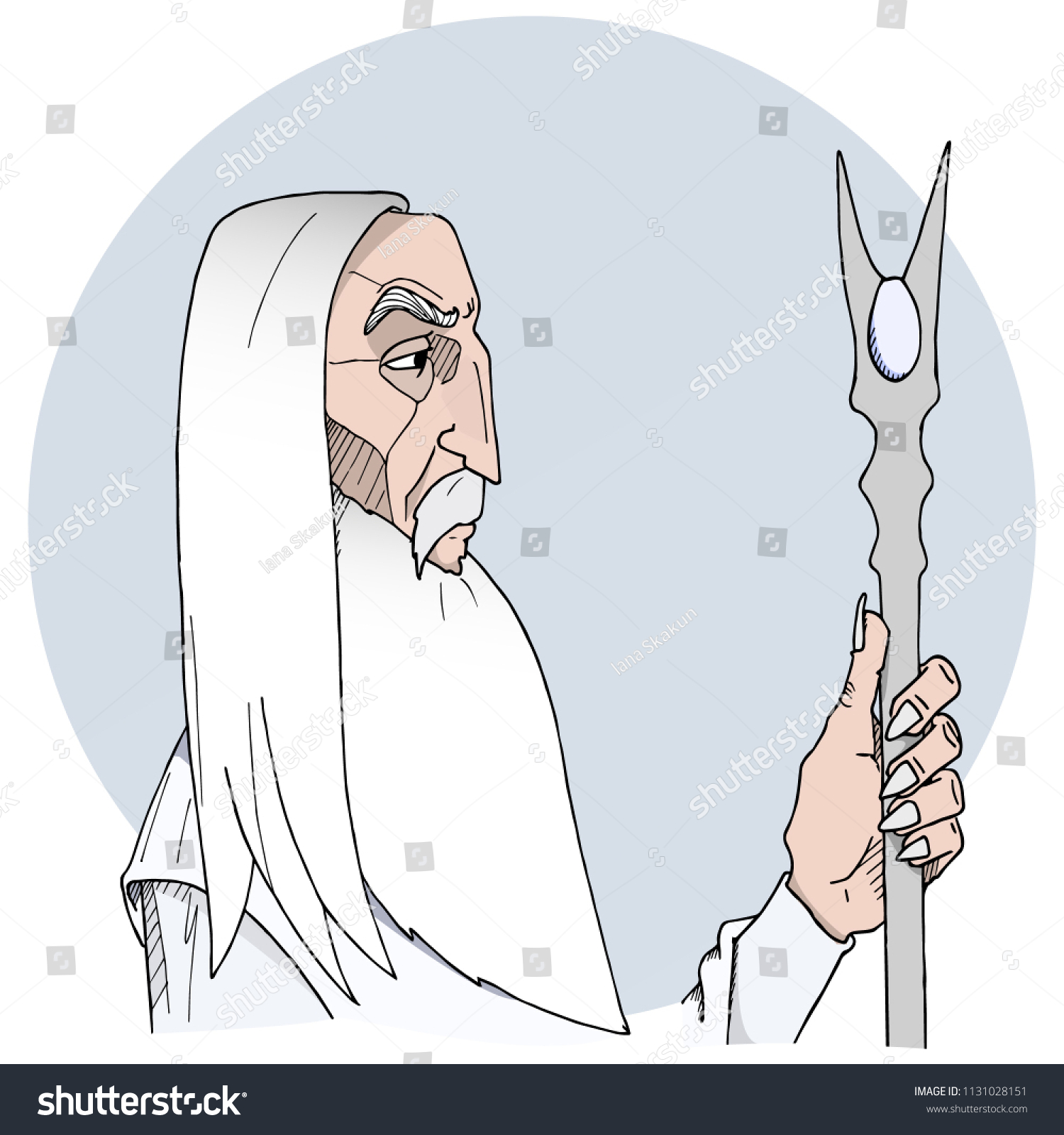 Vektor Stok Wizard Stick Hand Drawn Vector Illustration (Tanpa Royalti ...