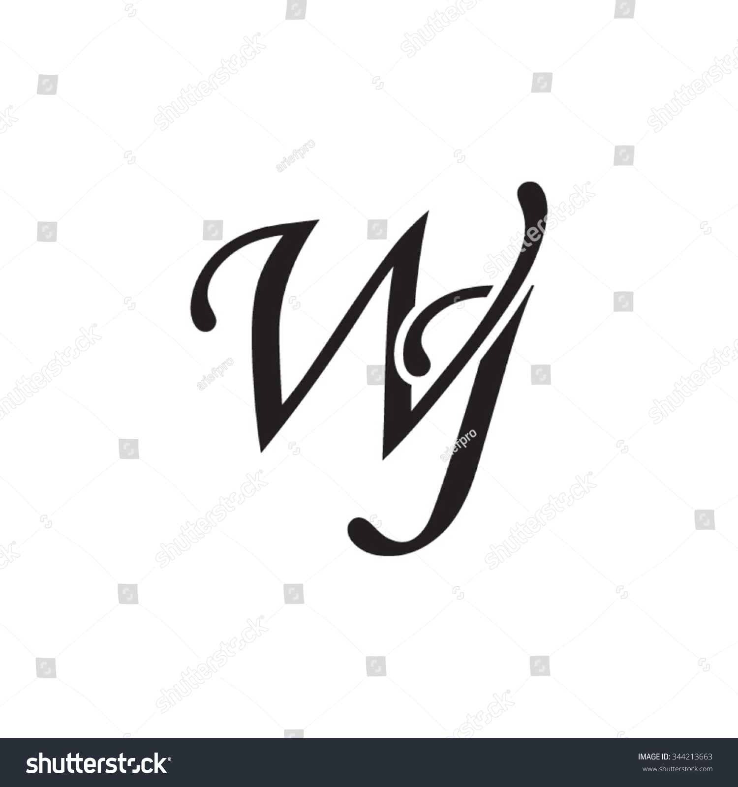 Wj Initial Monogram Logo: vector de stock (libre de regalías) 344213663 ...