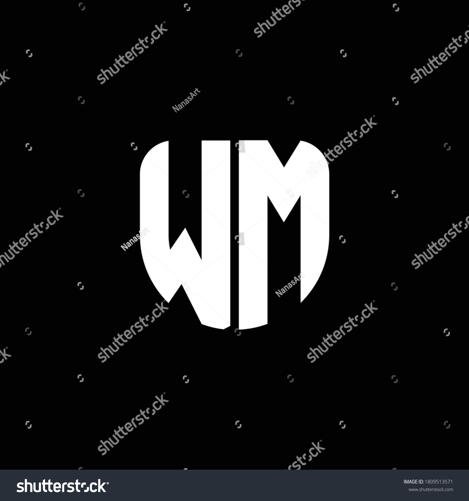 Wm Logo Monogram Circular Shape Shield Stock Vector (Royalty Free ...