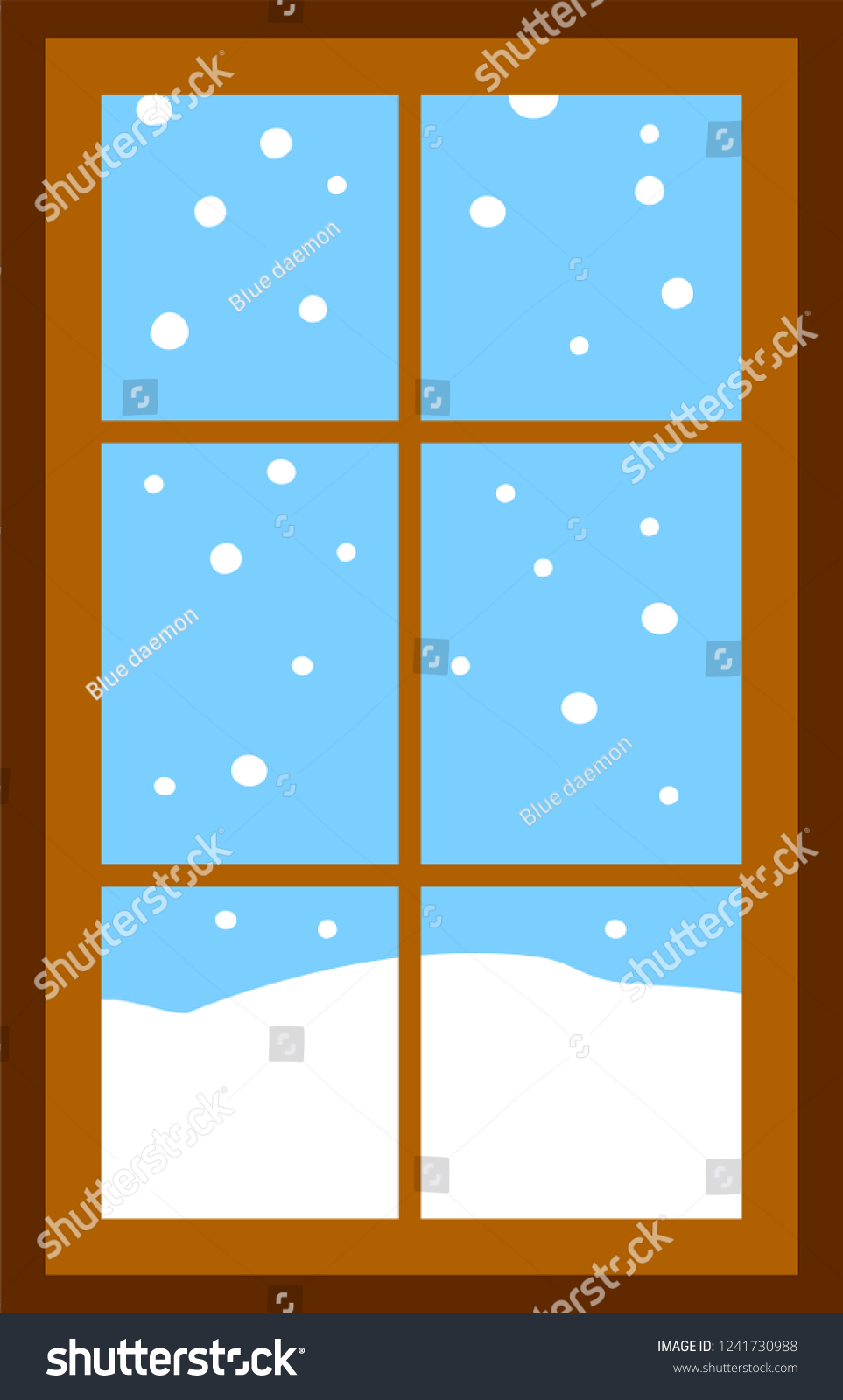 Wnter Snowfall Simple Noon Window Stock Vector (Royalty Free) 1241730988