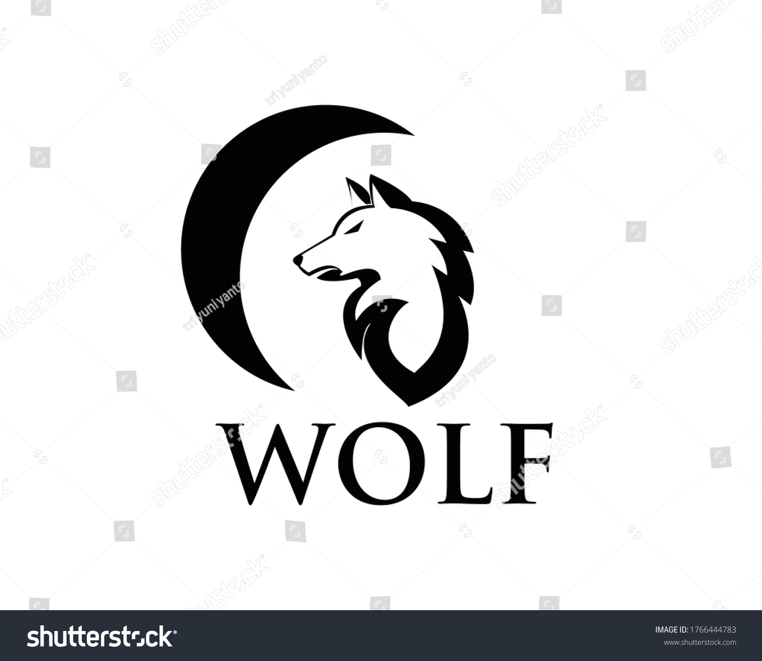 Wolf Crescent Vector Logo Design Stock Vector (Royalty Free) 1766444783 ...
