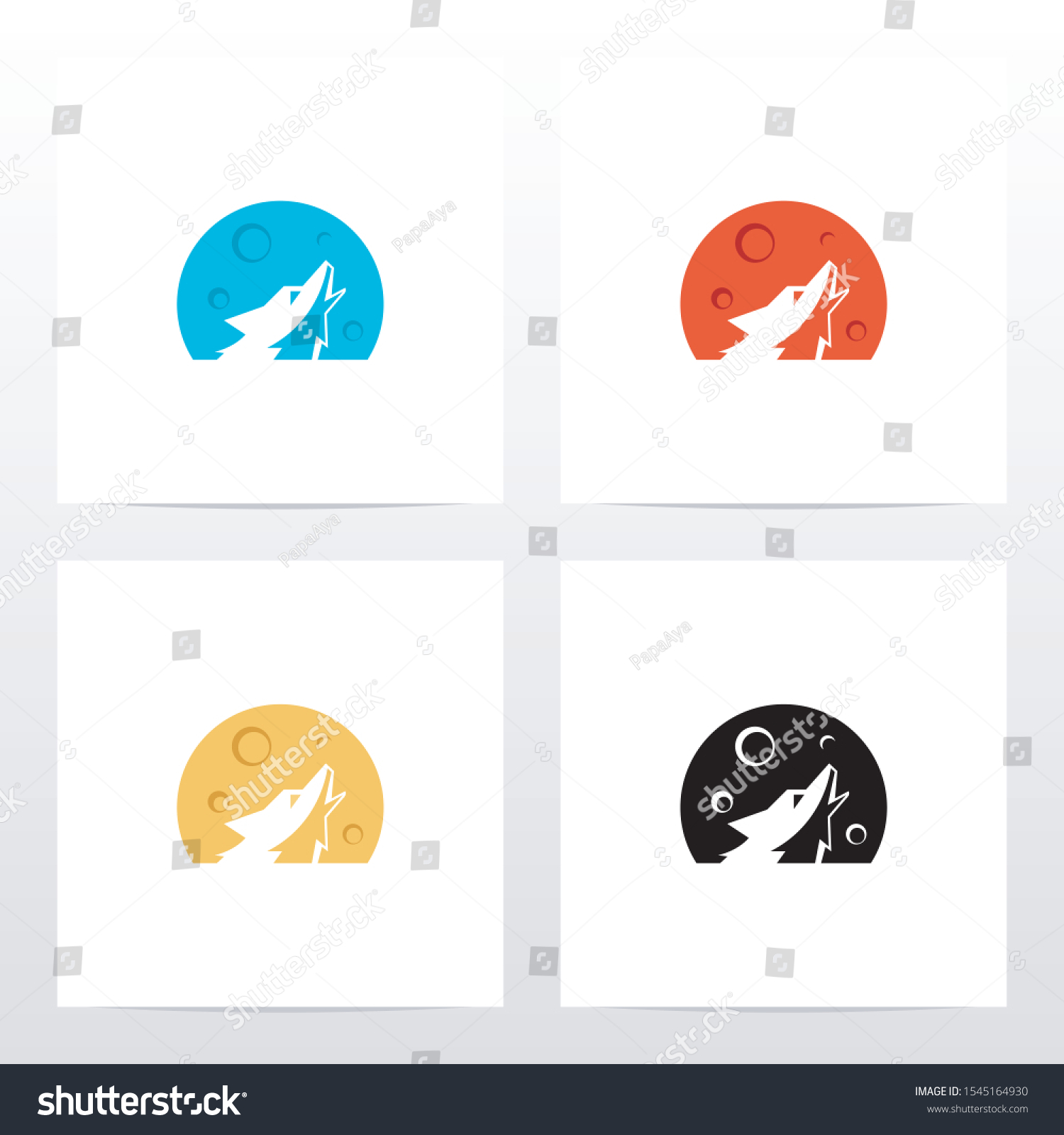 Wolf Moon Logo Design Stock Vector (Royalty Free) 1545164930